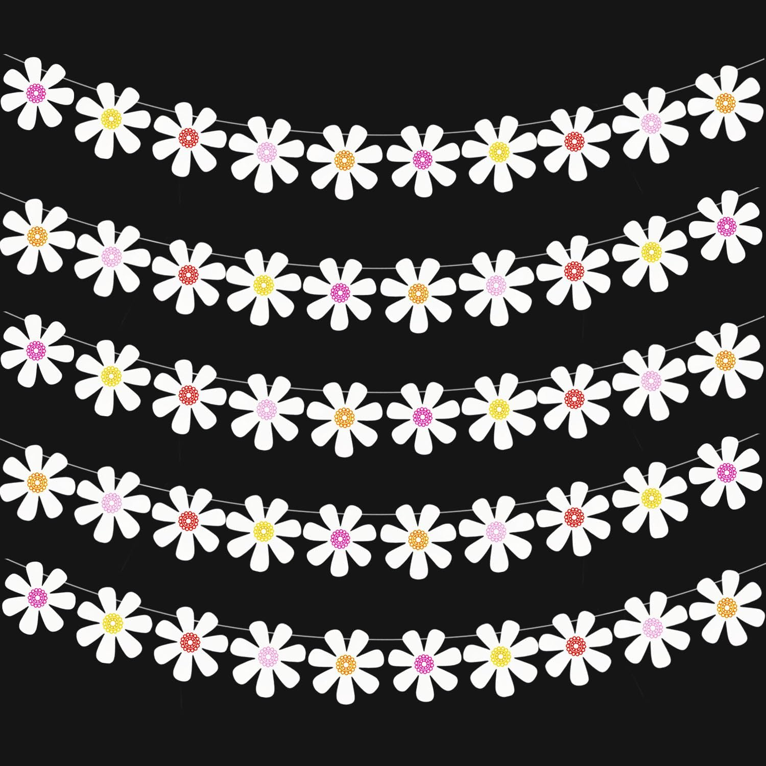 Amazon.com: SAMOKA Daisy Banner,3 Packs Groovy Party White Daisy and ...