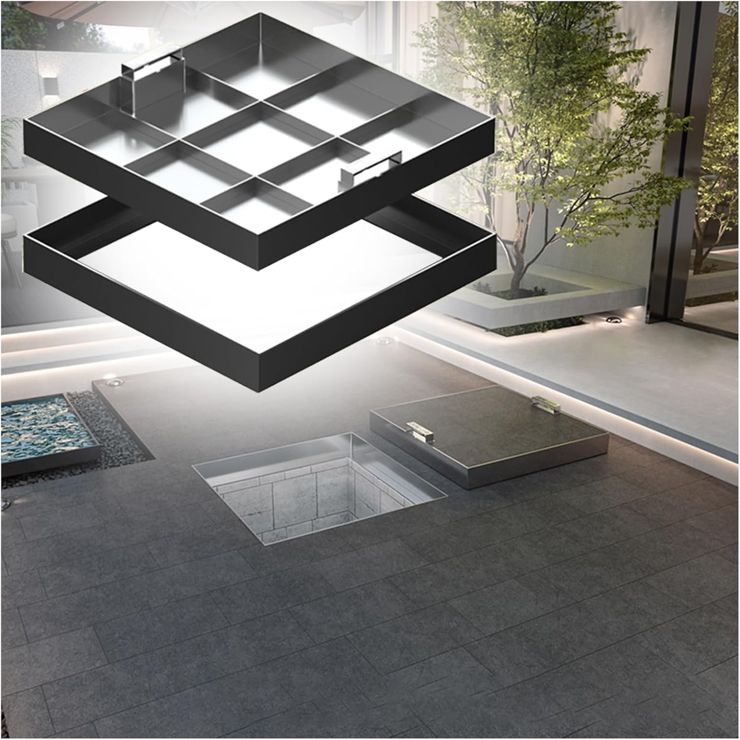 Invisible Manhole Cover, Recessed Septic Tank Cover with Frame, Durable ...