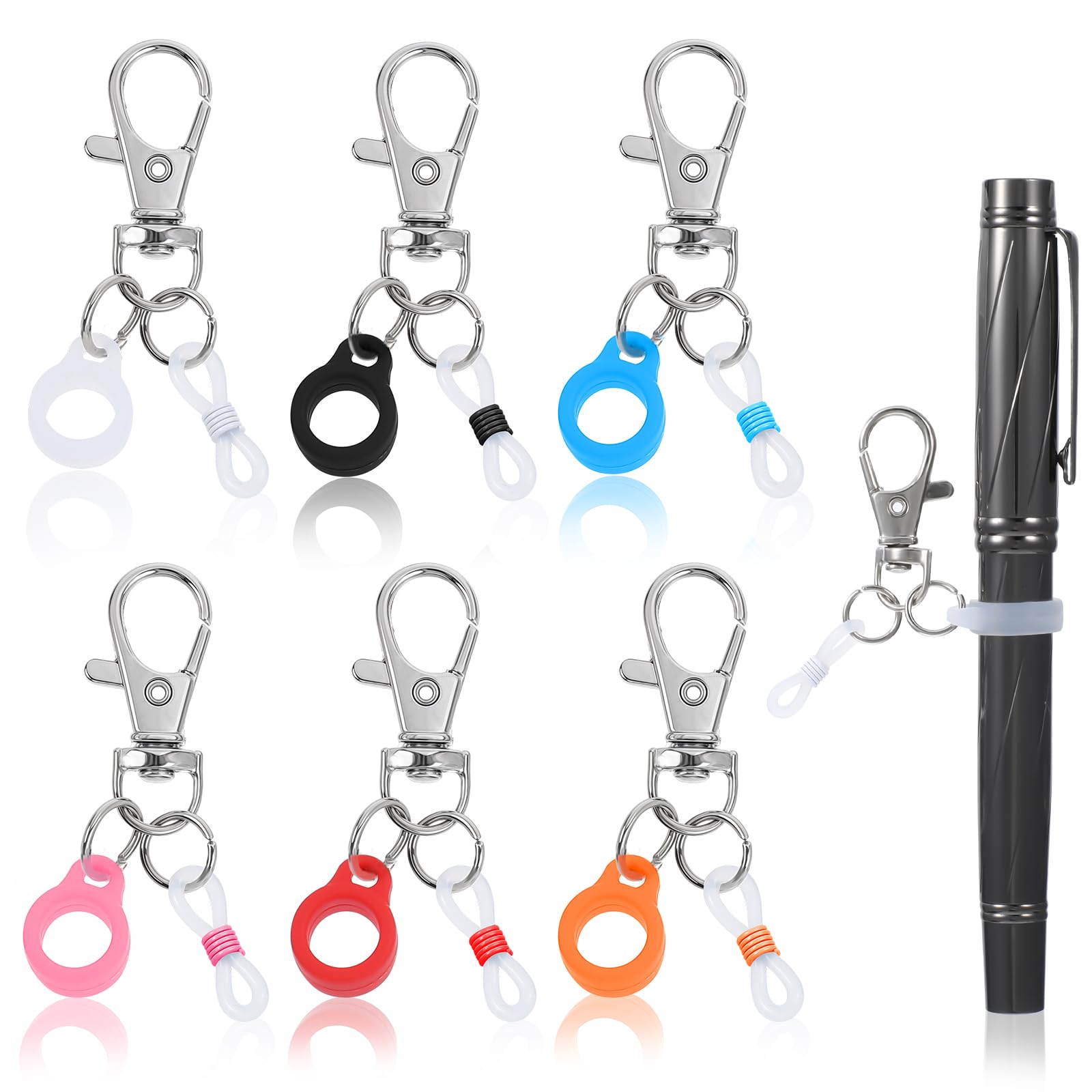 Tyqour 6Pcs Colorful Pen Clips, Adjustable Pen Holder Badge Reel Clips ...