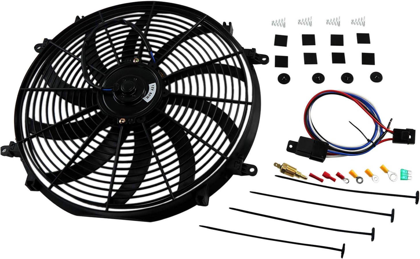 Amazon.com: ALLOYWORKS 16"inch 12V Electric Radiator Cooling Fan +Mount ...