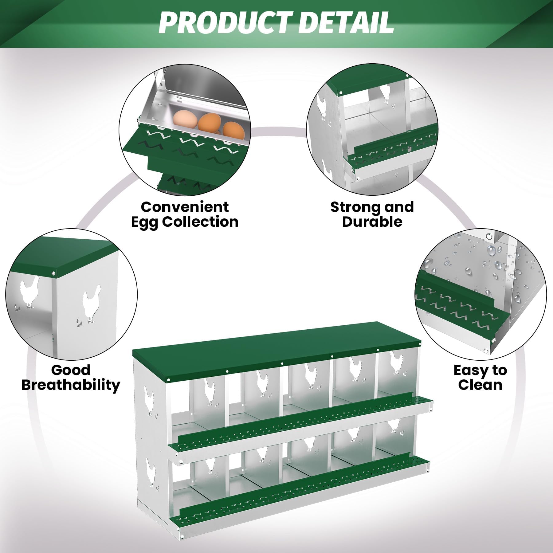 Snapklik.com : Chicken Nesting Box, Green 10 Hole Egg Laying Box ...
