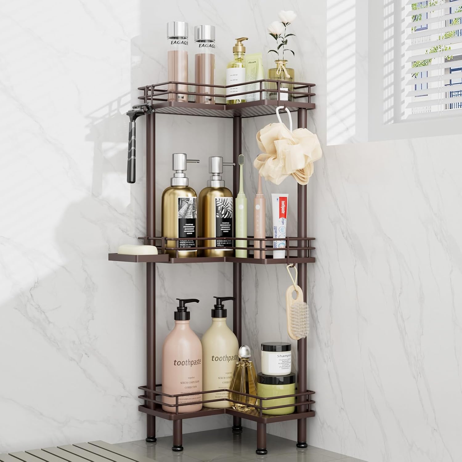 Amazon.com: Consumest Corner Shower Caddy Standing - 3-Tier Stainless ...