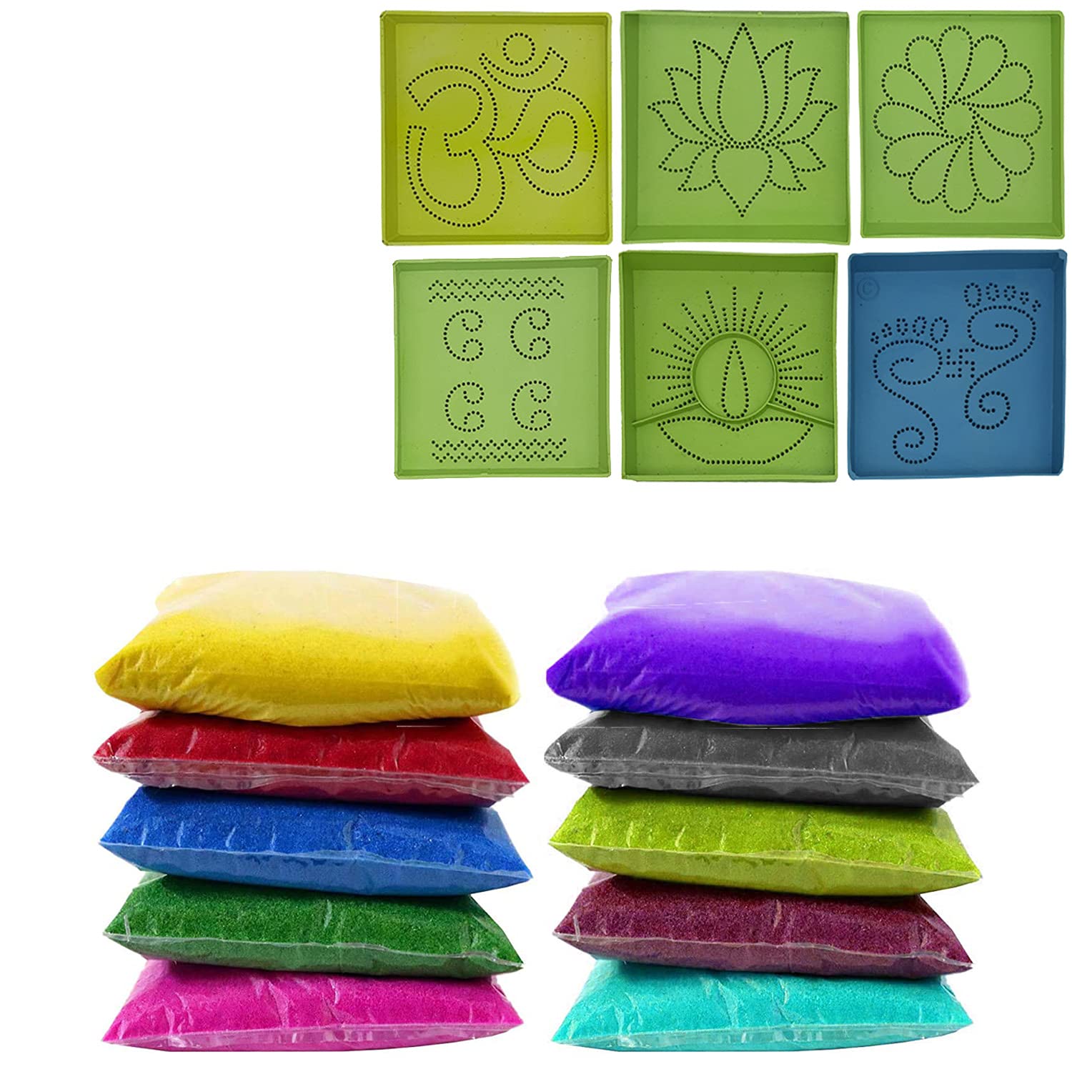 Snapklik.com : Ascension Rangoli Kit 10 Multicolour Rangoli Powder 80g Each