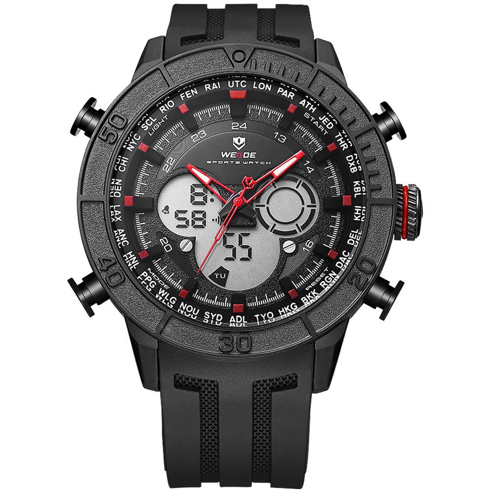 Buy WEIDE WH6308 Dual Display Two Movement Quartz Digital Men Watch ...