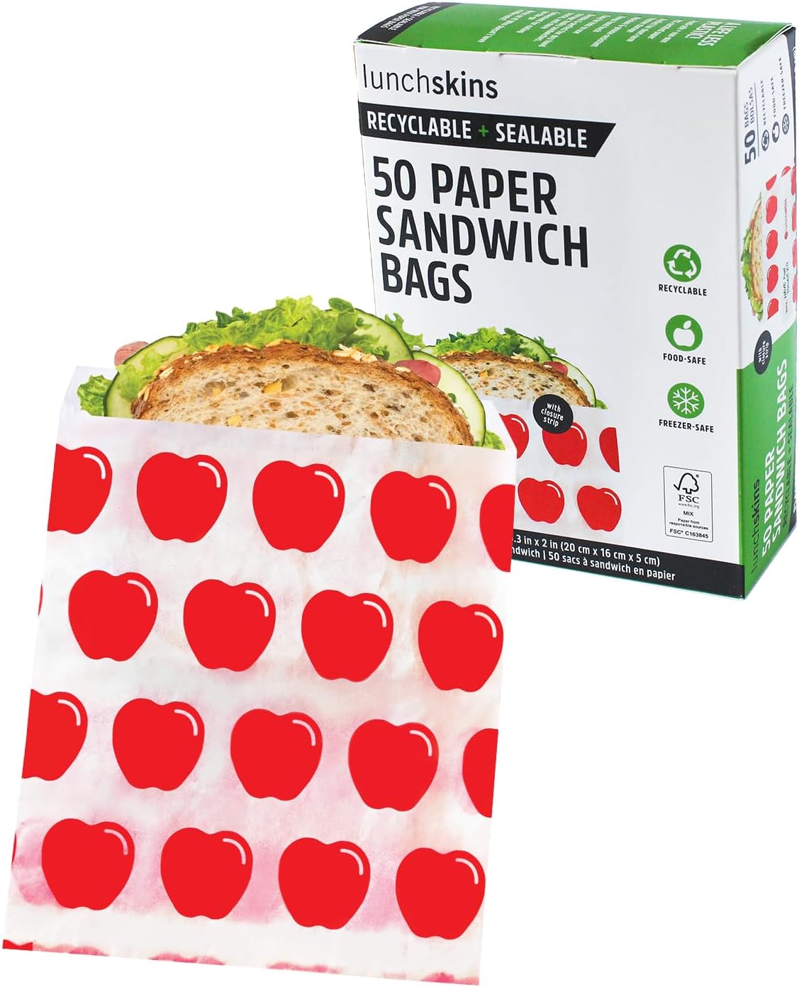 Amazon.com: 100 Pcs Sandwich Bags Sealable Paper Lunch Bags Paper ...