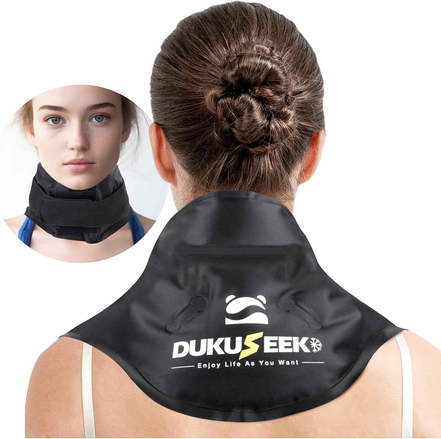 DUKUSEEK Neck Ice Pack Wrap, Reusable Gel Ice Pack for Neck & Shoulder ...