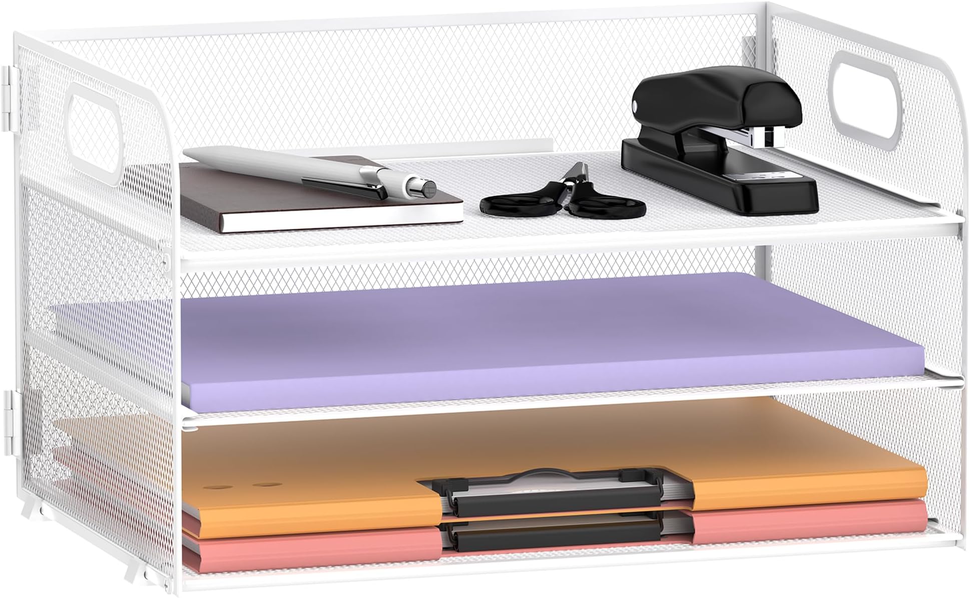 Amazon.com : SUPEASY 3 Tier Paper Organizer with Handle, Mesh Desk ...