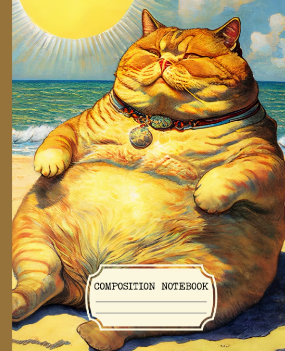 Composition Notebook: Vintage Aesthetic Sunbathing Cat Cover Design ...