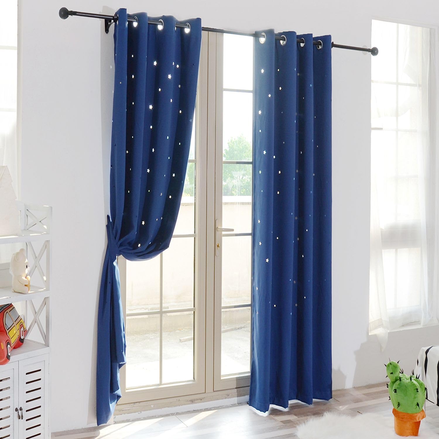 Amazon.com: Anjee Cutout Stars Curtains for Kids Room 2 Panels Romantic ...