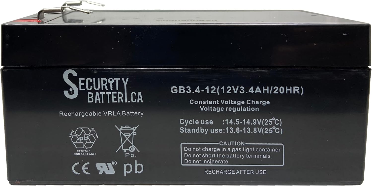 Security Brand Or Similar Replacement for CooPower CP12-3.3 12V 3.4Ah ...