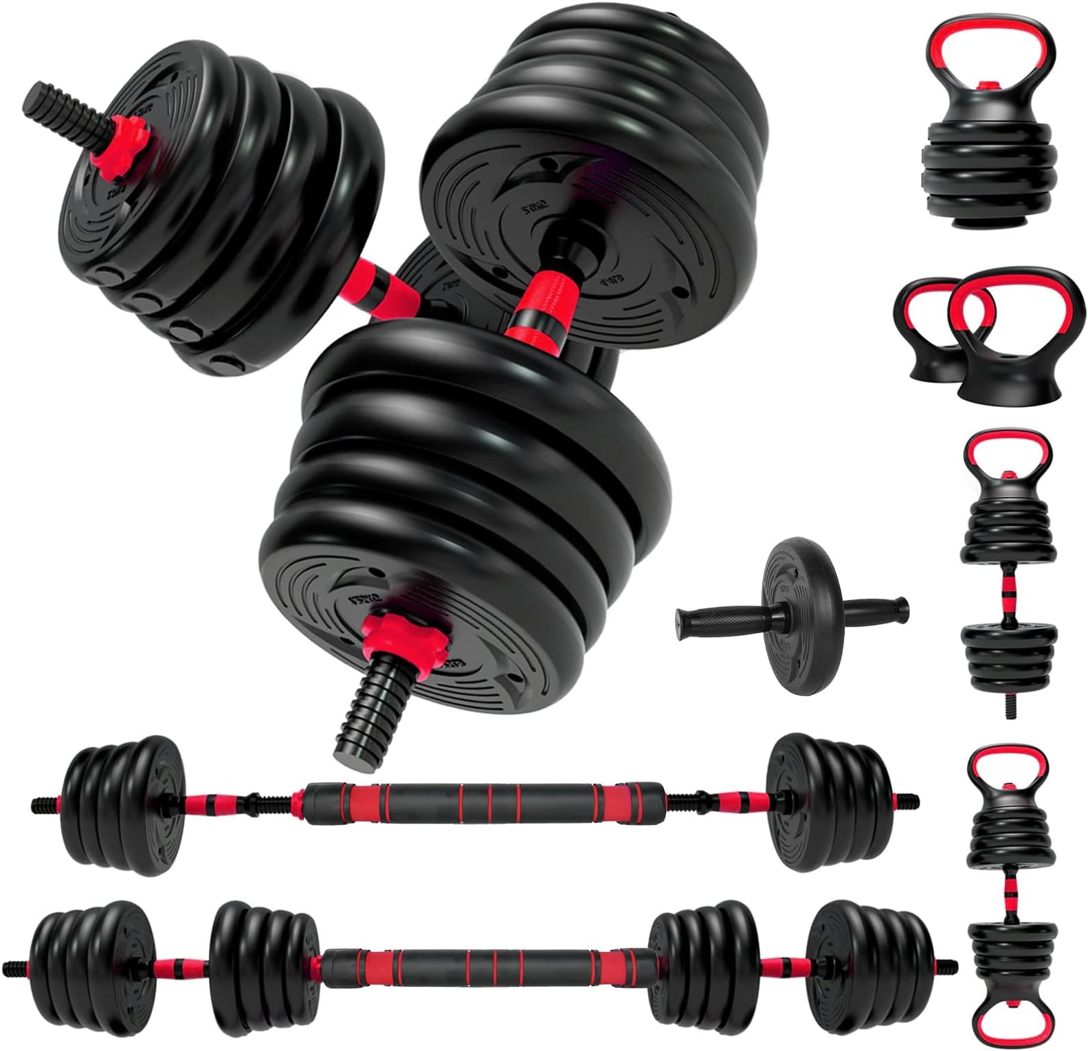 Amazon Basics Adjustable Barbell Lifting Dumbbells Weight Set with Case ...