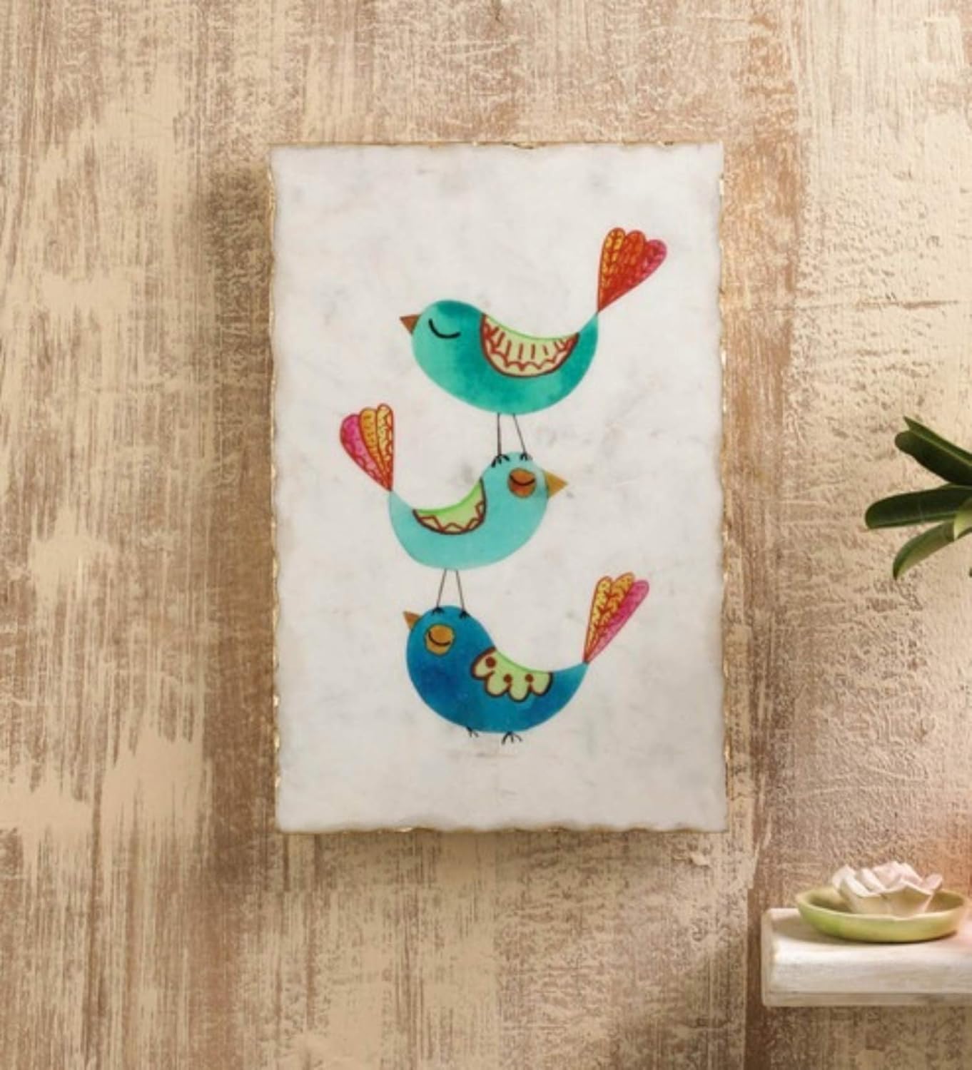 POSH N PLUSH Tweeting Birds Marble Wall Art : Amazon.in: Home & Kitchen