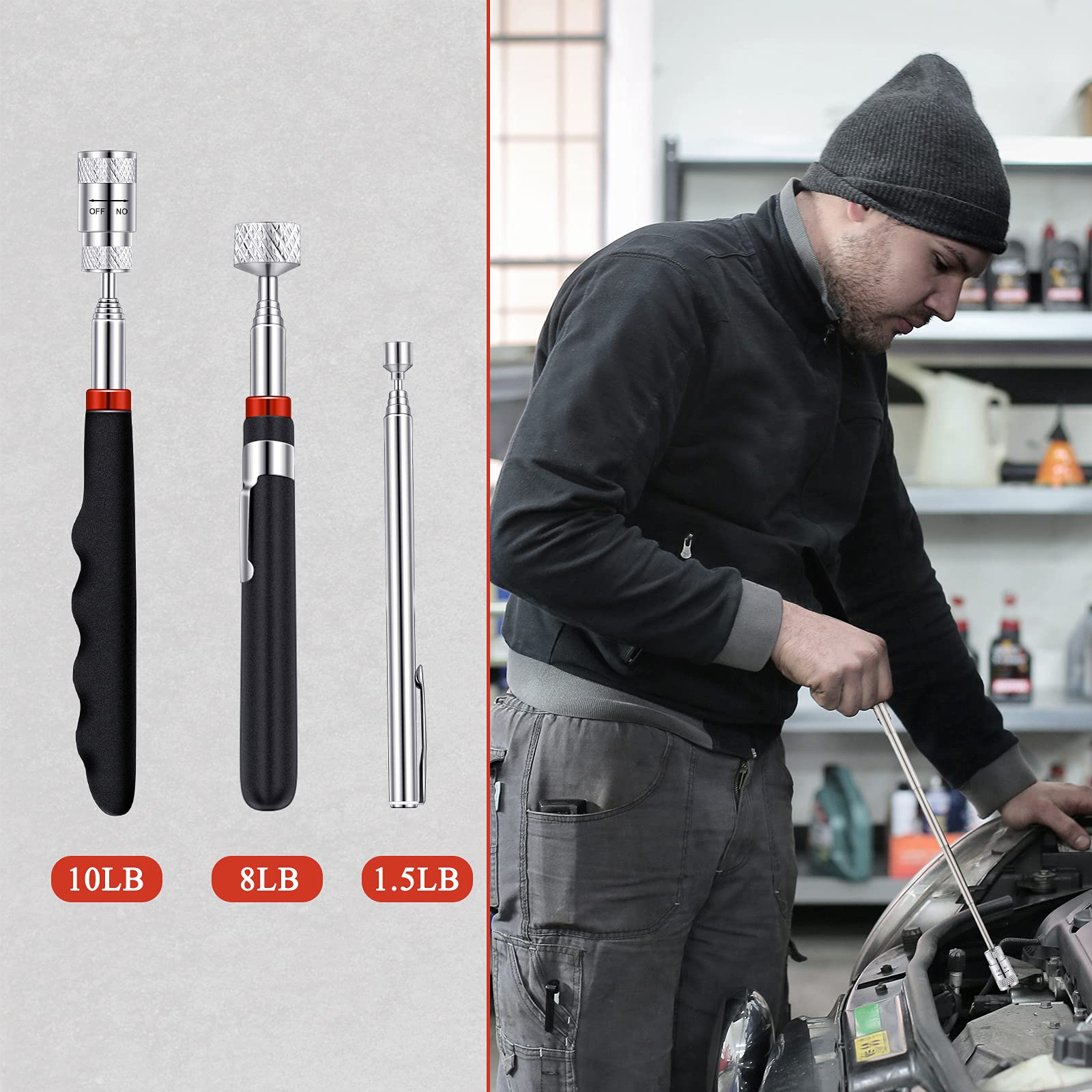Snapklik.com : 6 Pieces Telescoping Inspection Mirror Mechanic Magnet ...