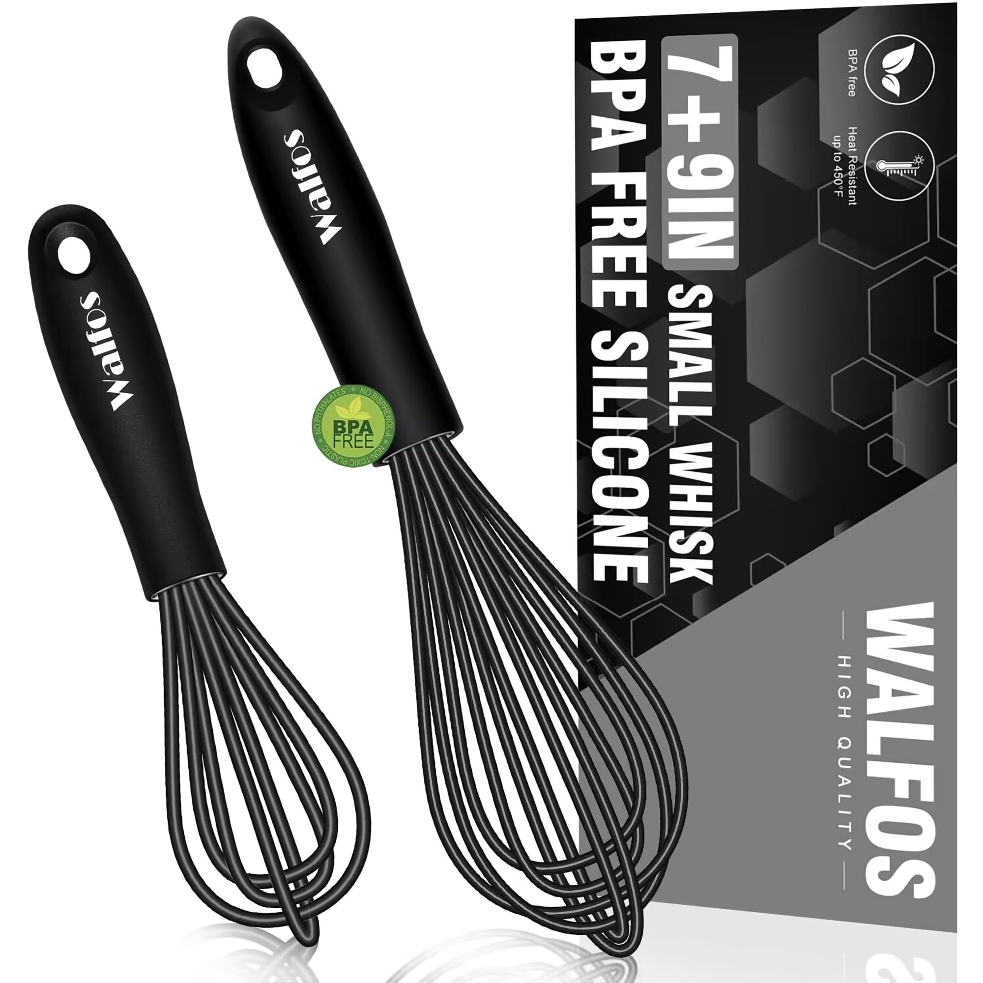 Amazon.com: Walfos Silicone Whisk,7+9in Mini Whisk,BPA Free,Small Whisk ...