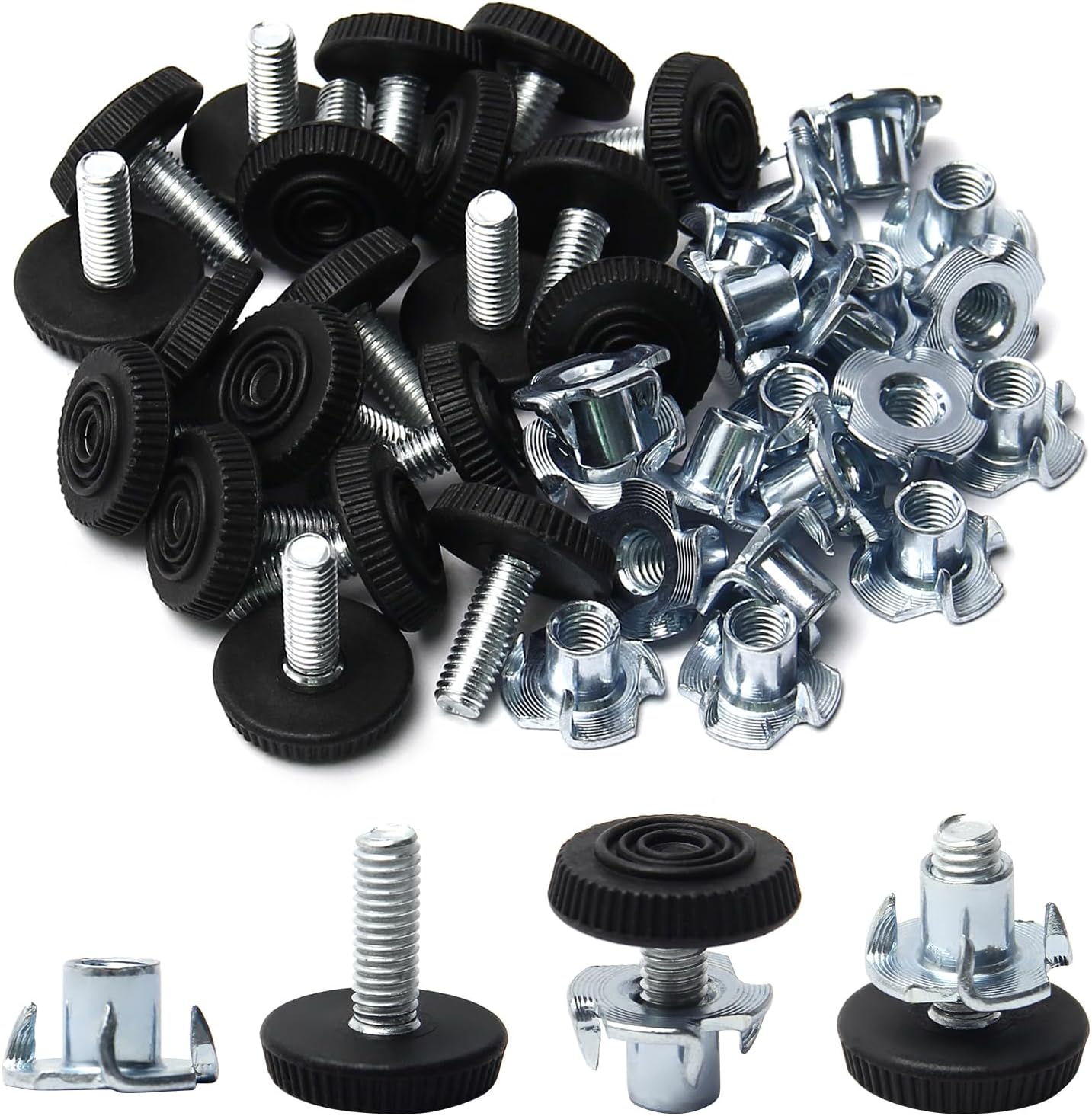 Yinpecly 20 PCS M6 Thread Adjustable Furniture Levelers Screw in ...