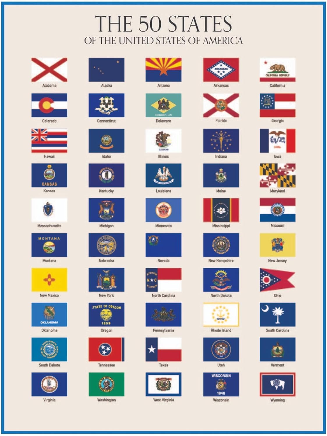 Amazon.com: Wallbuddy 50 State Flags of the USA | US History Classroom ...