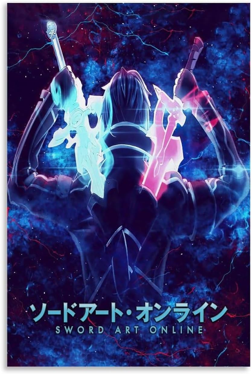 Amazon.com: BLACKT Sword Anime Poster Art Online Poster for Bedroom ...
