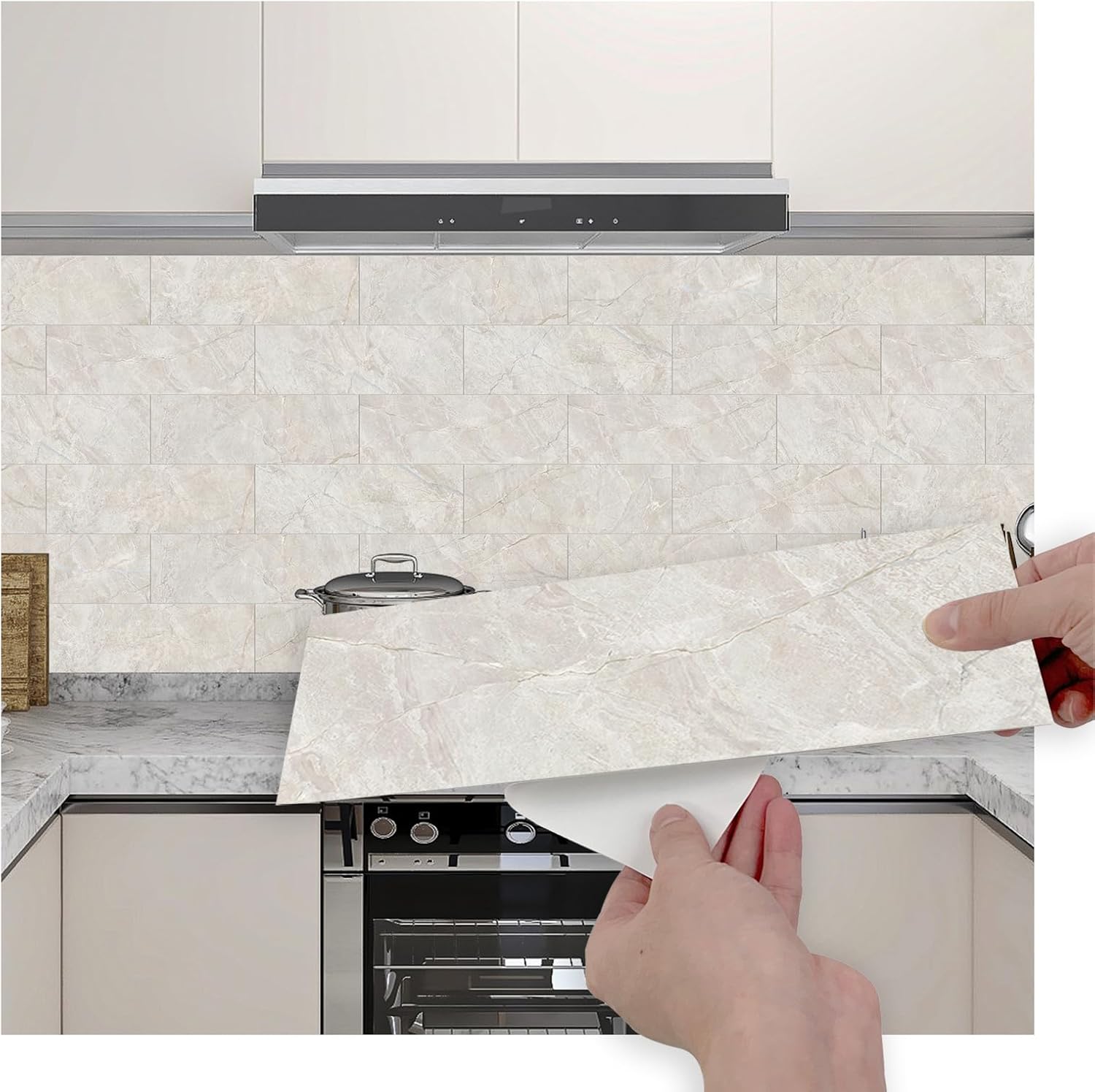 Uziqueif Marble Tile Stickers 12"x4" Self Adhesive PVC & EVA Wallpaper ...
