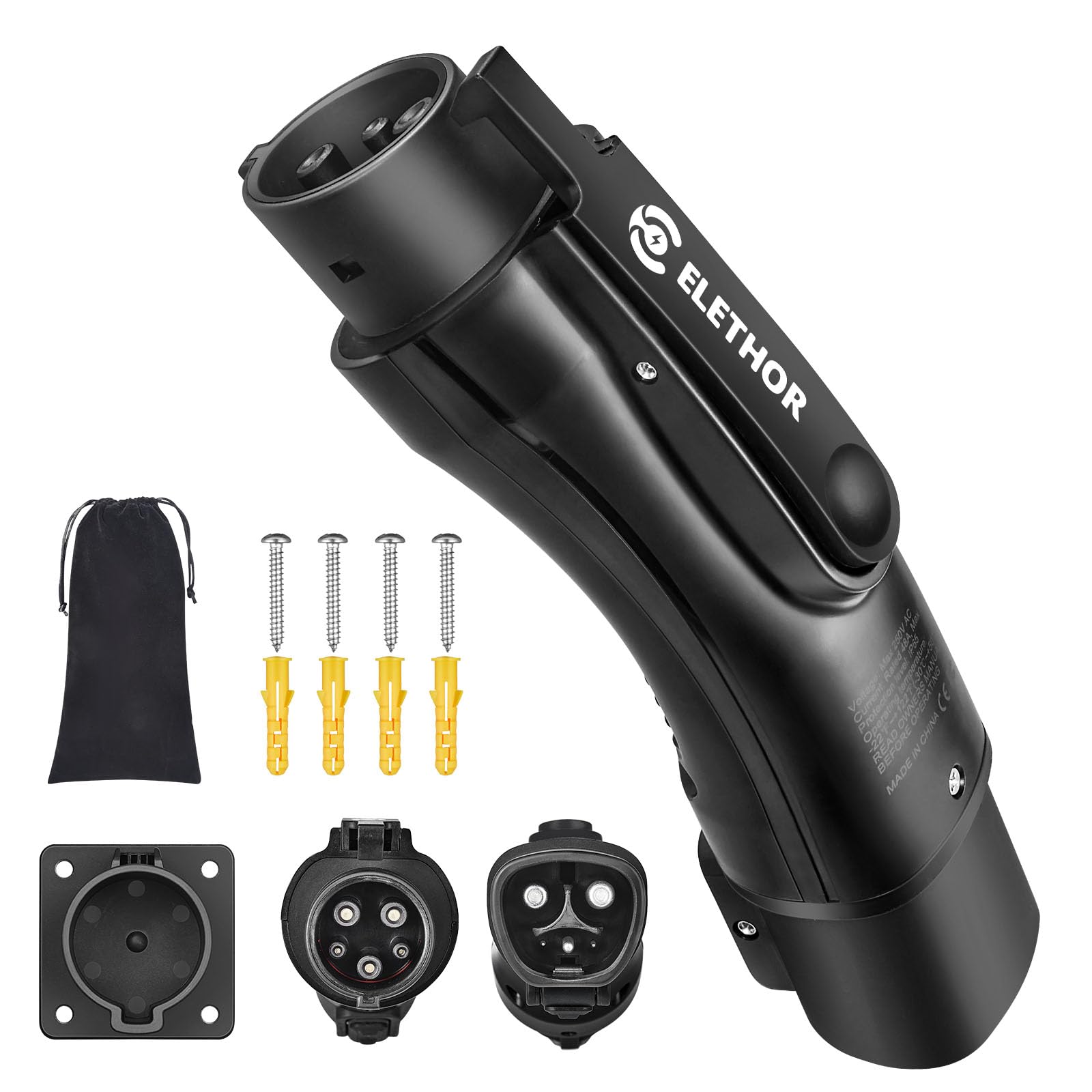 Amazon.com: Elethor to J1772 EVs Adapter, 48A 250V Charger Adpater Fit ...