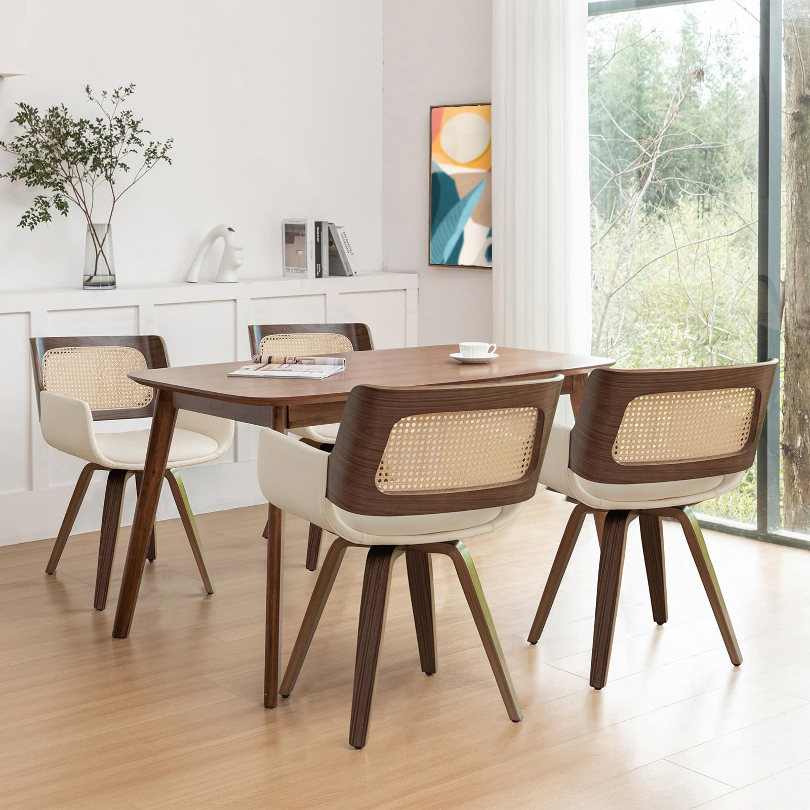 Amazon.com - Set of 4 Swivel Dining Chairs - Swivel Walnut Dining ...