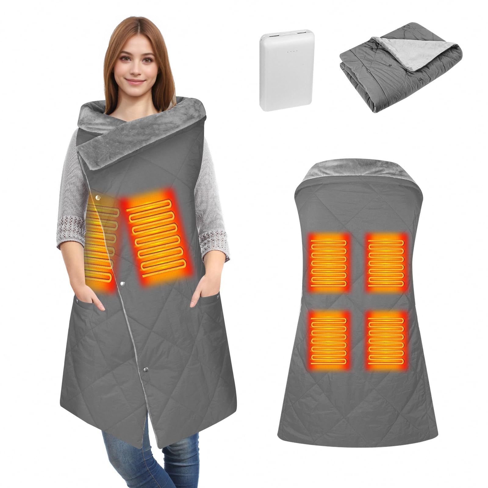 Amazon.com: Cordless Heated Blanket, USB Electric Blanket Heating ...