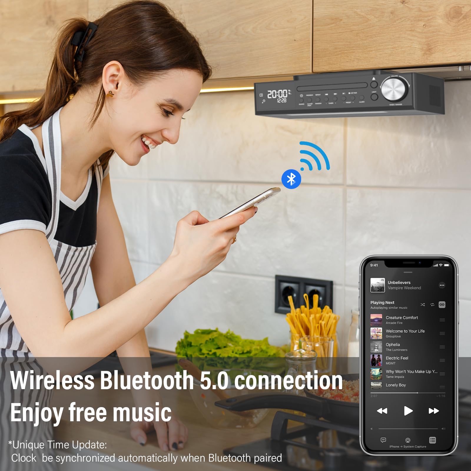 Snapklik.com : MONODEAL Bluetooth CD Player,Under Cabinet Kitchen FM ...
