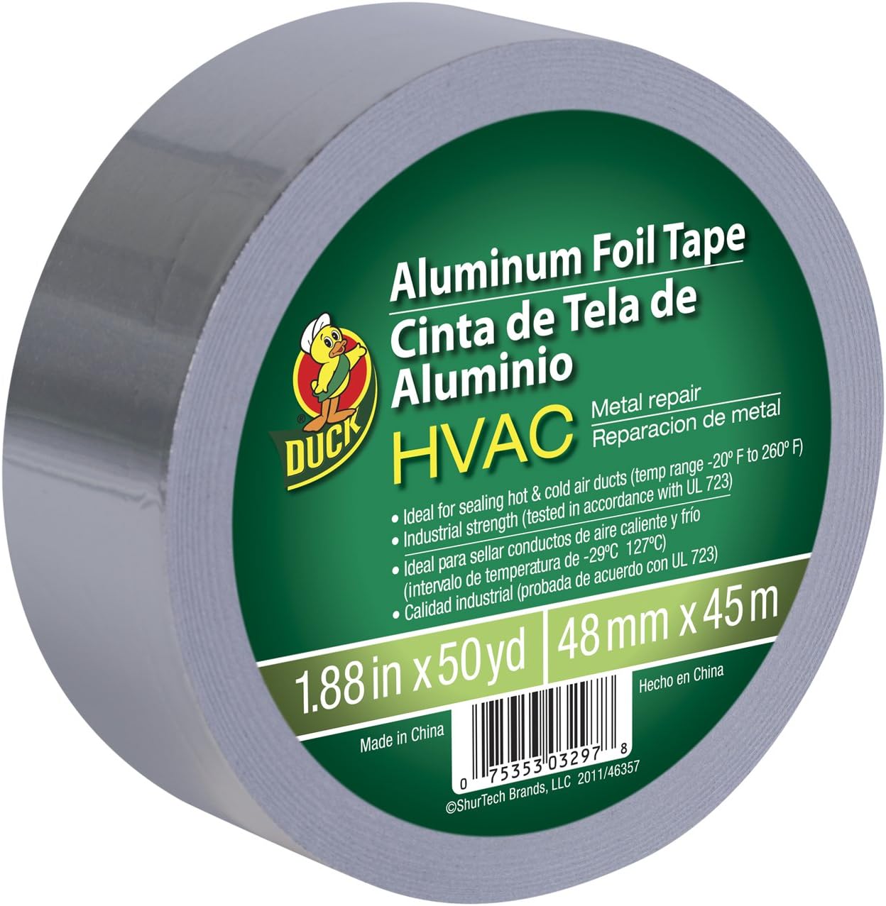 Amazon.com: Duck Brand HVAC UL 723 Metal Repair Aluminum Foil Tape, 1. ...