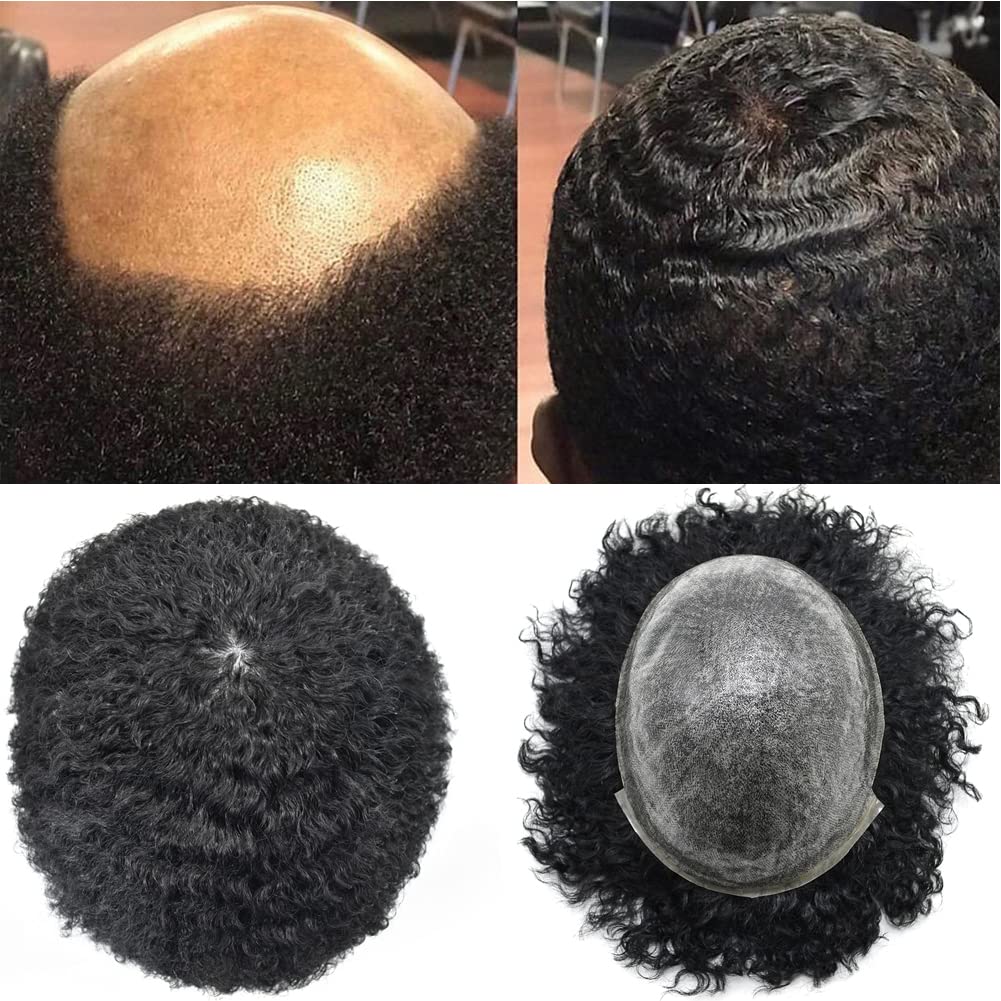 Amazon.com : Afro Curl Toupee for Black Men Hair Pieces African ...
