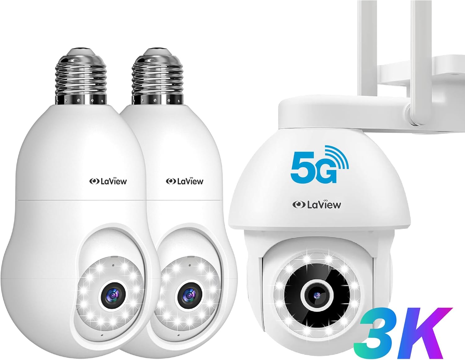 Amazon.com : LaView 4MP Bulb Security Camera 2.4GHz,360° 2K Security ...