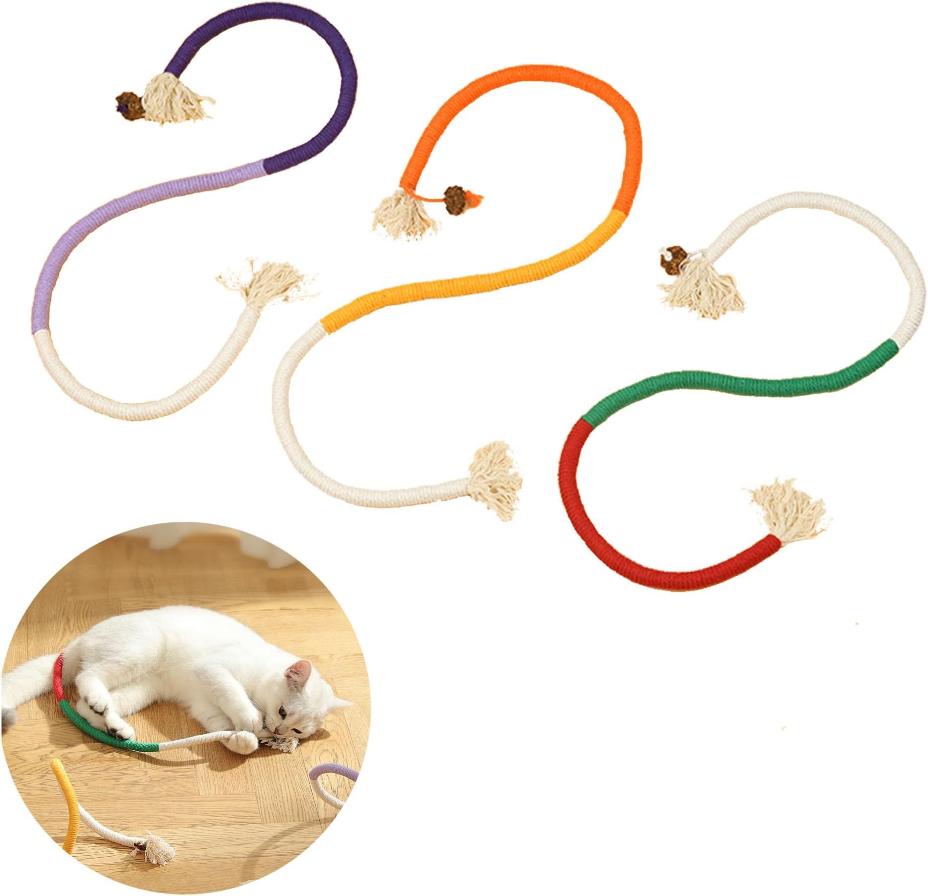 Amazon.com: Lanyihome Cat Bite Rope Toys with Silvervine Fruit Ball ...