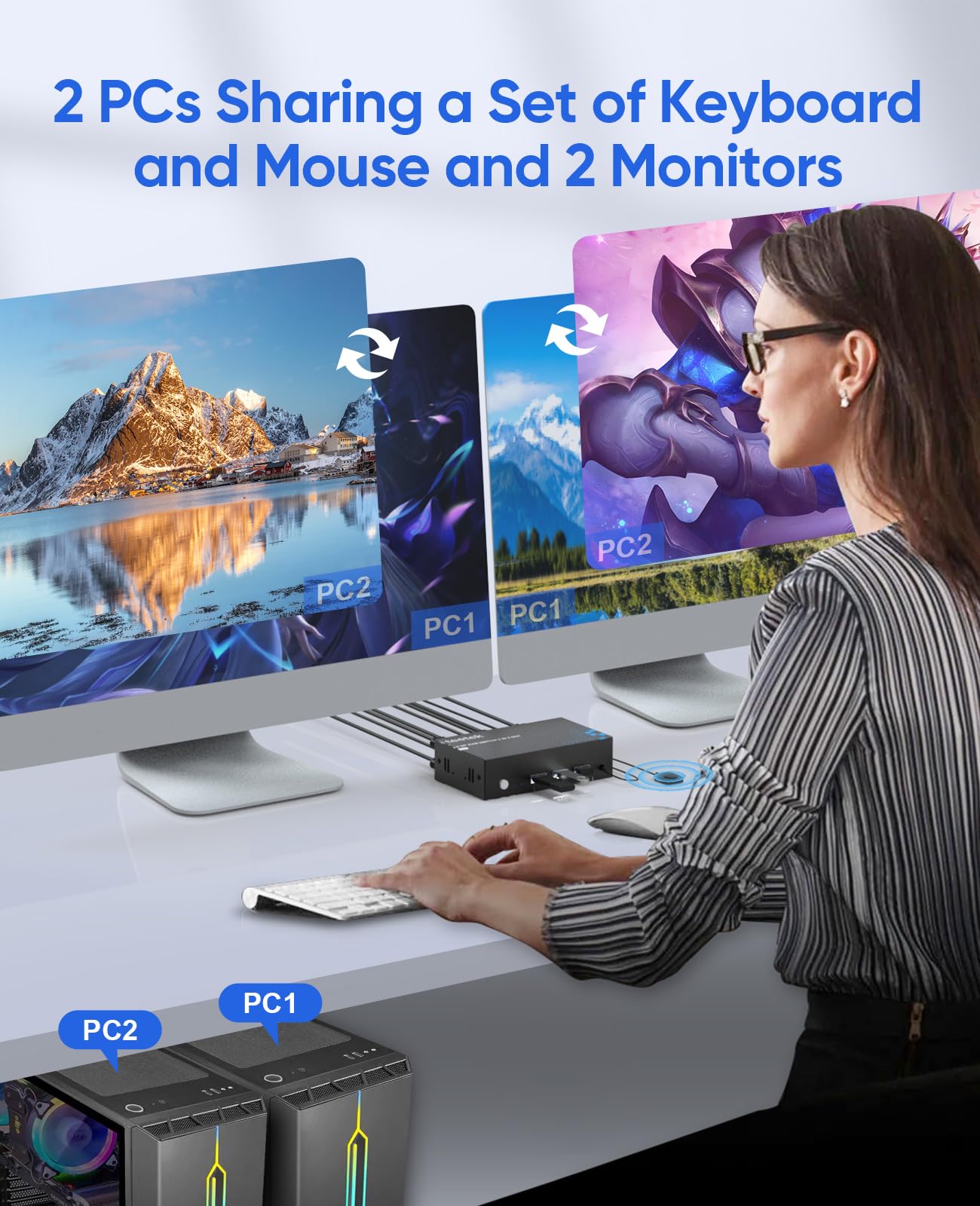 Snapklik.com : Steetek DisplayPort KVM Switch 2 Monitors 2 Computers