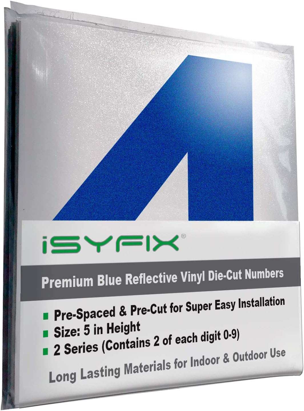 Amazon.com: iSYFIX Reflective Blue Vinyl Numbers Stickers – (2 Sets) 5 ...