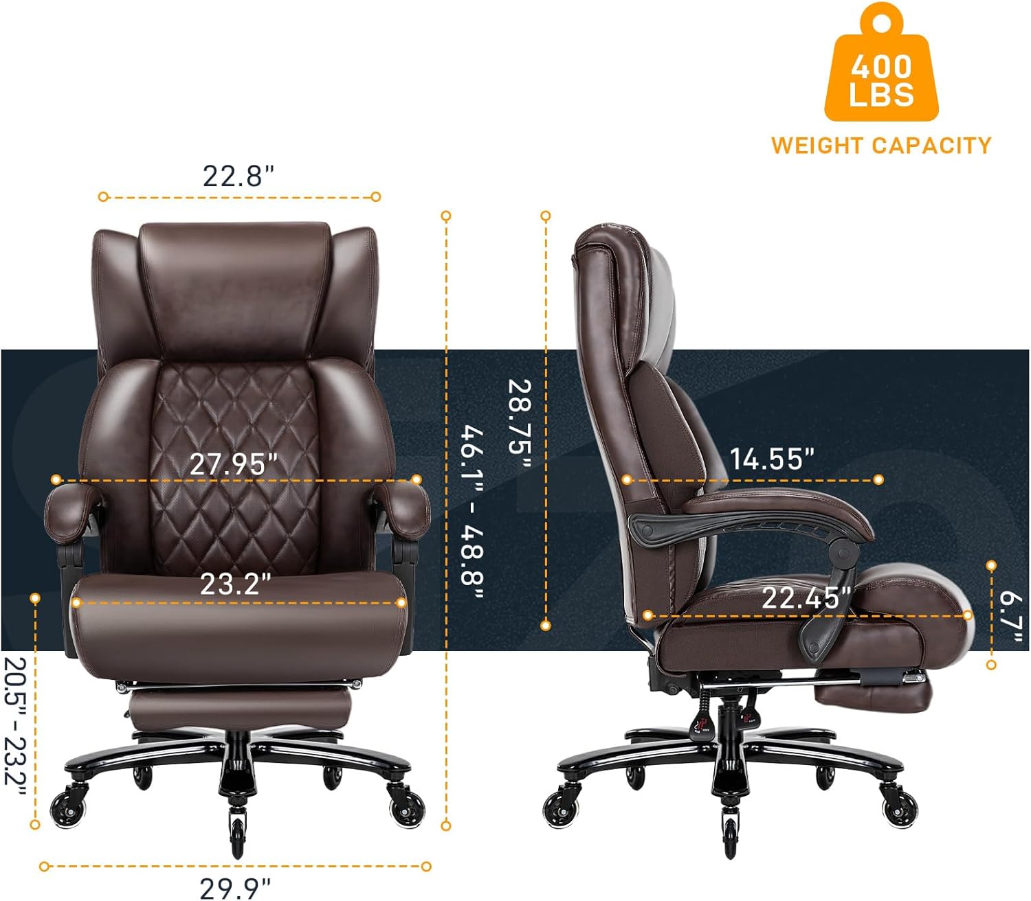 Big and Tall Office Chair for Heavy People, High Back Recline Extra ...