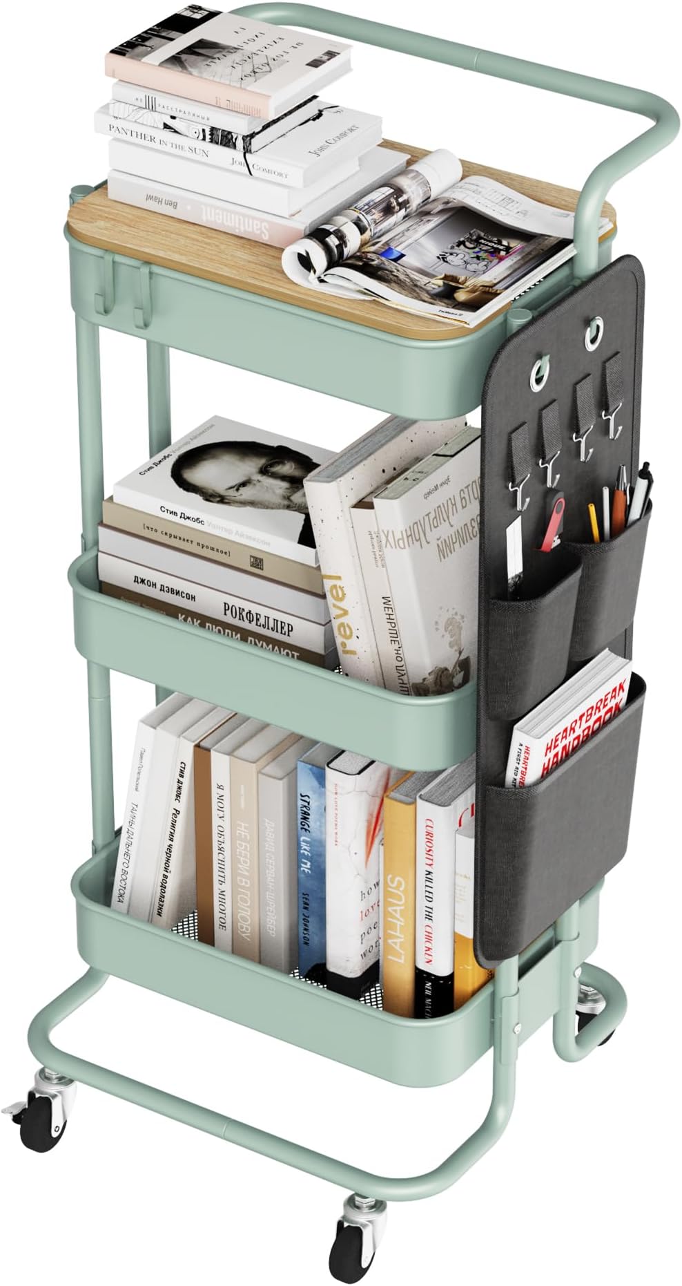 Amazon.com : DTK 3 Tier Metal Utility Rolling Cart with Table Top and ...