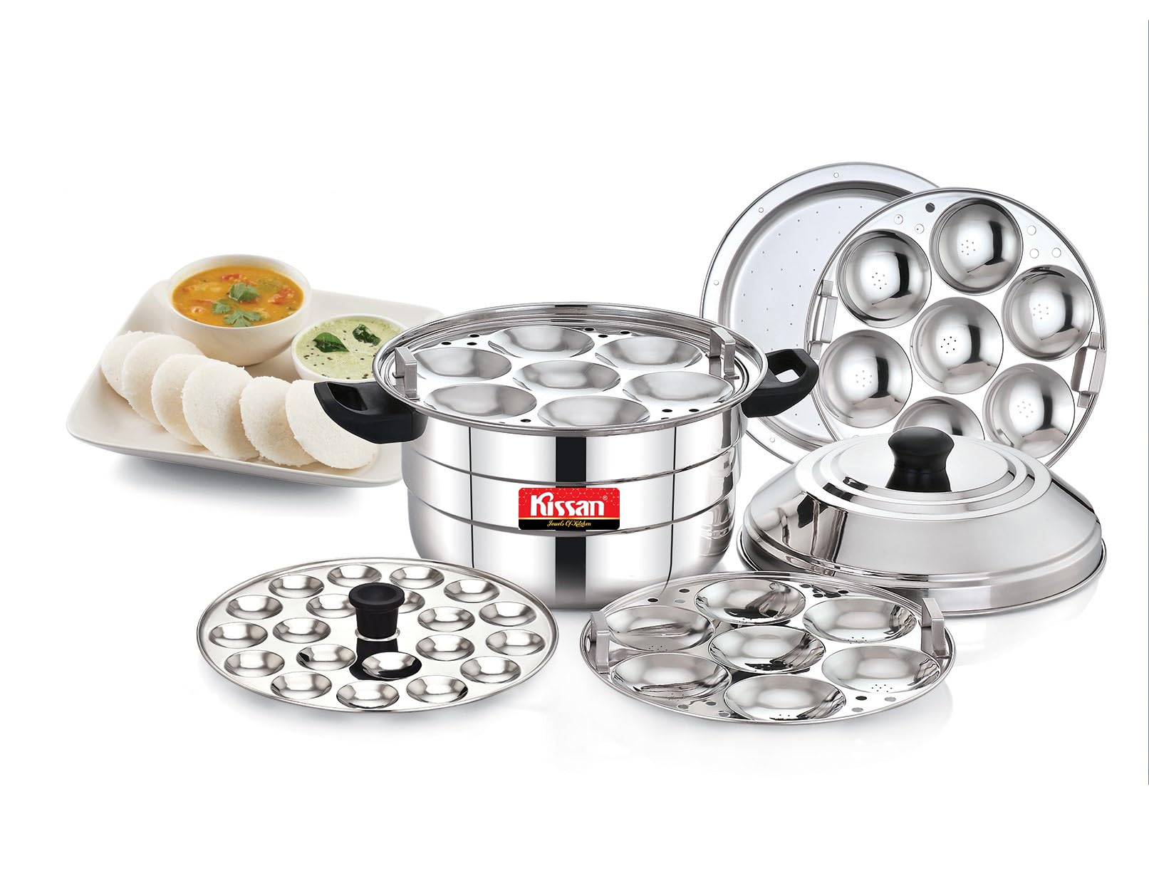 Kissan Stainless Steel Vista Idly Pot with 3 Idly Plates(7 Idlies) |1 ...