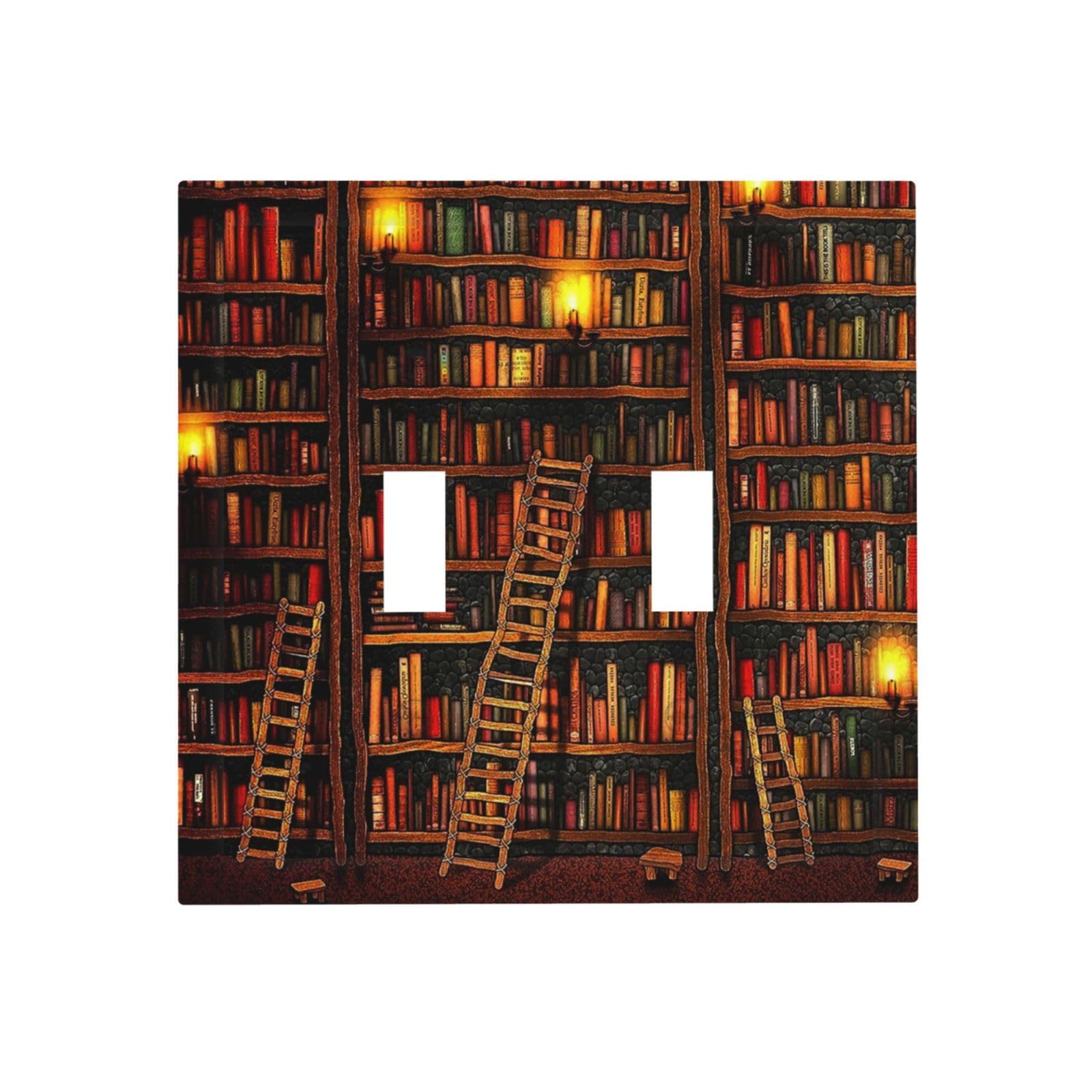 Yamxbfa Vintage Printed Bookshelf Library Books Bookcase Double Toggle ...
