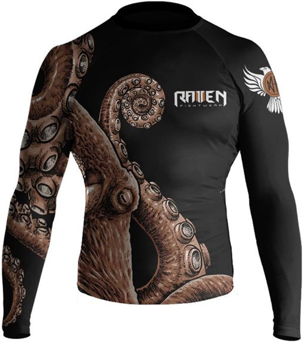 Raven Fightwear Men's Kraken Octopus IBJJF Approved Rash Guard Purple ...