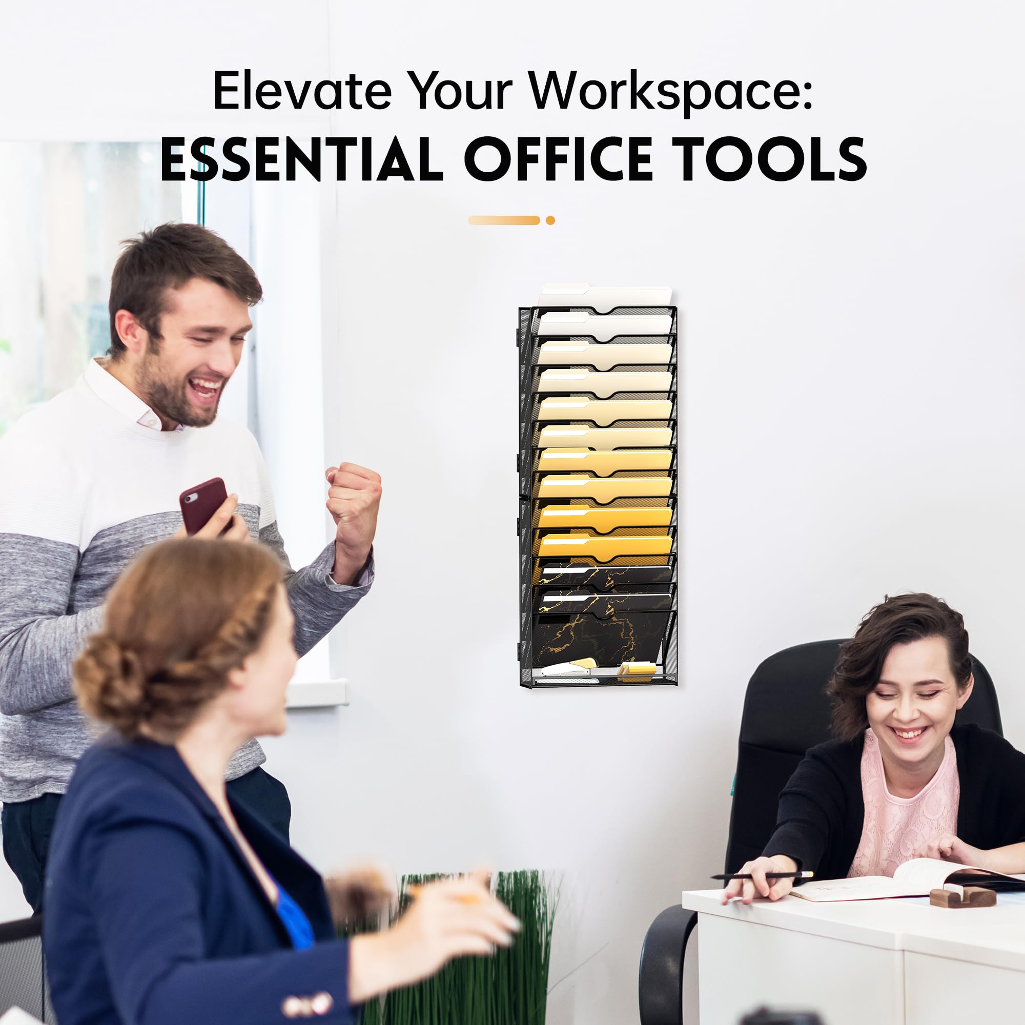 Snapklik.com : SUPEASY 13-Tier Wall File Organizer Mesh Office Mail Holder