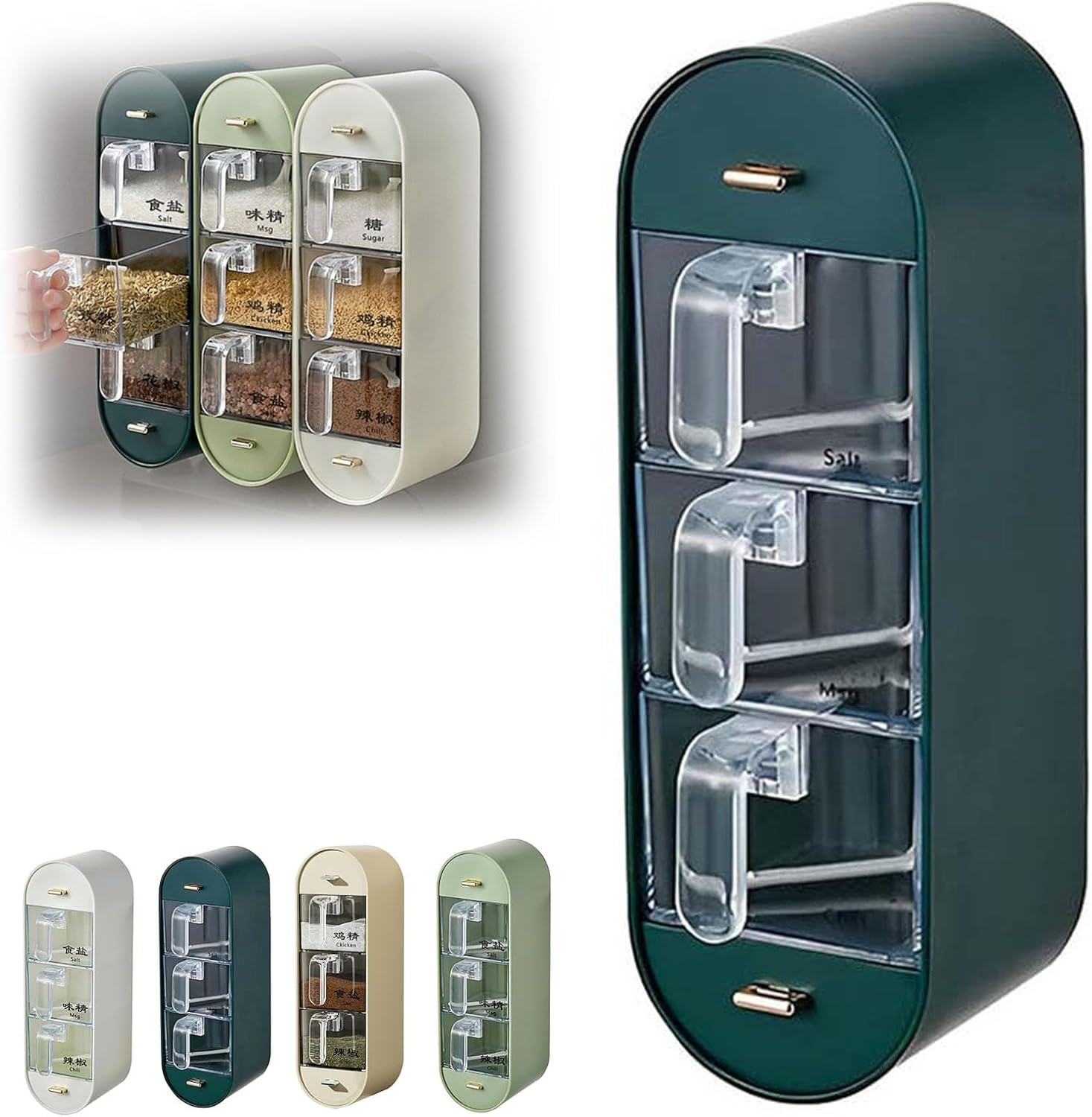 Amazon.com: WOSLXM Seasoning Wall Hanging Storage Box, 5-Layer Clear ...