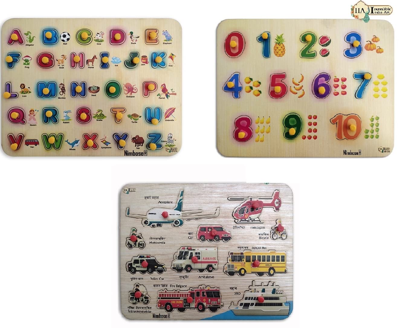 Nimbose English Alphabets For Kids Wooden Capital Abc Tray Knobs ...