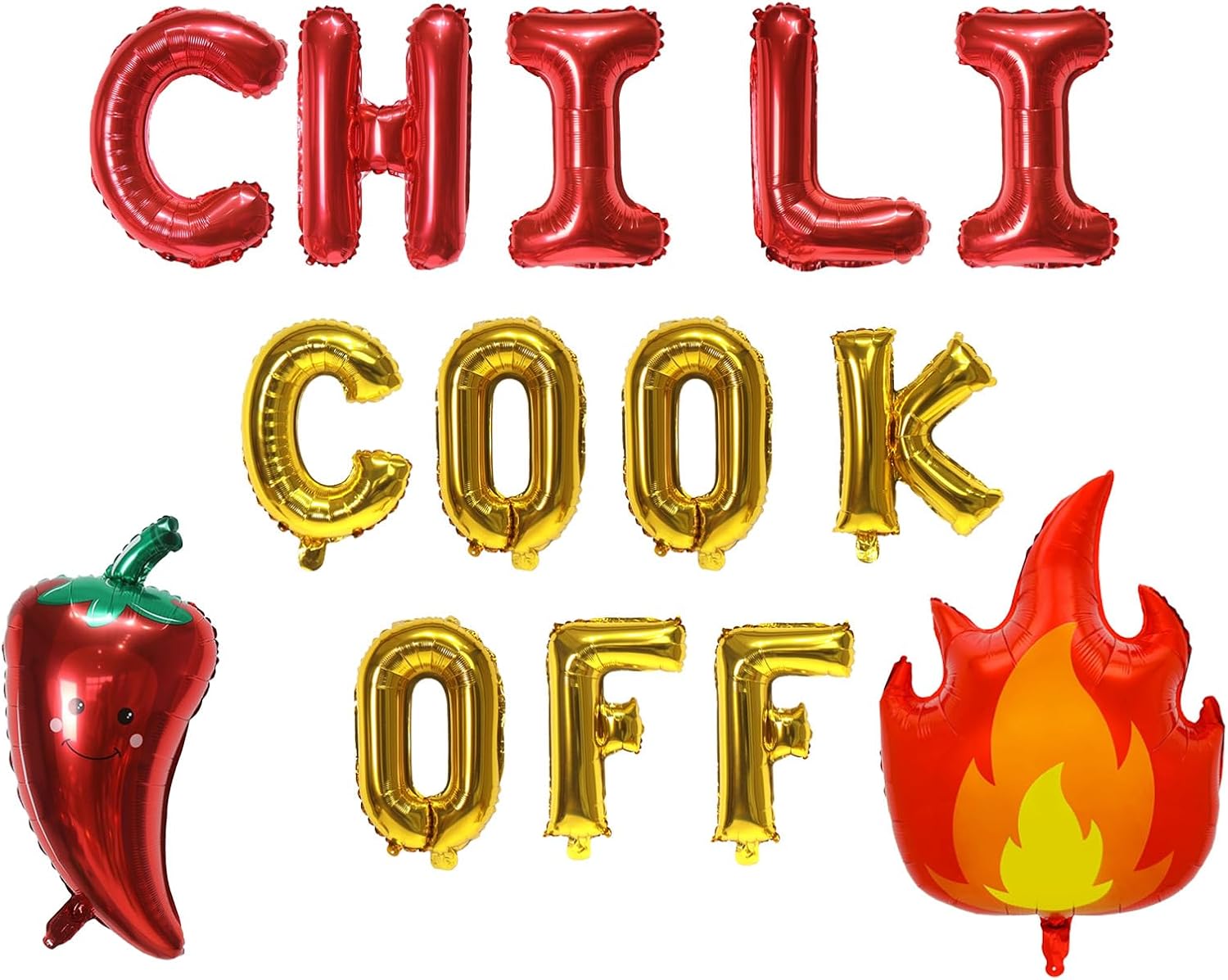 Amazon.com: Chili Cook Off Party Banner Red&Gold Mylar Foil Balloon ...