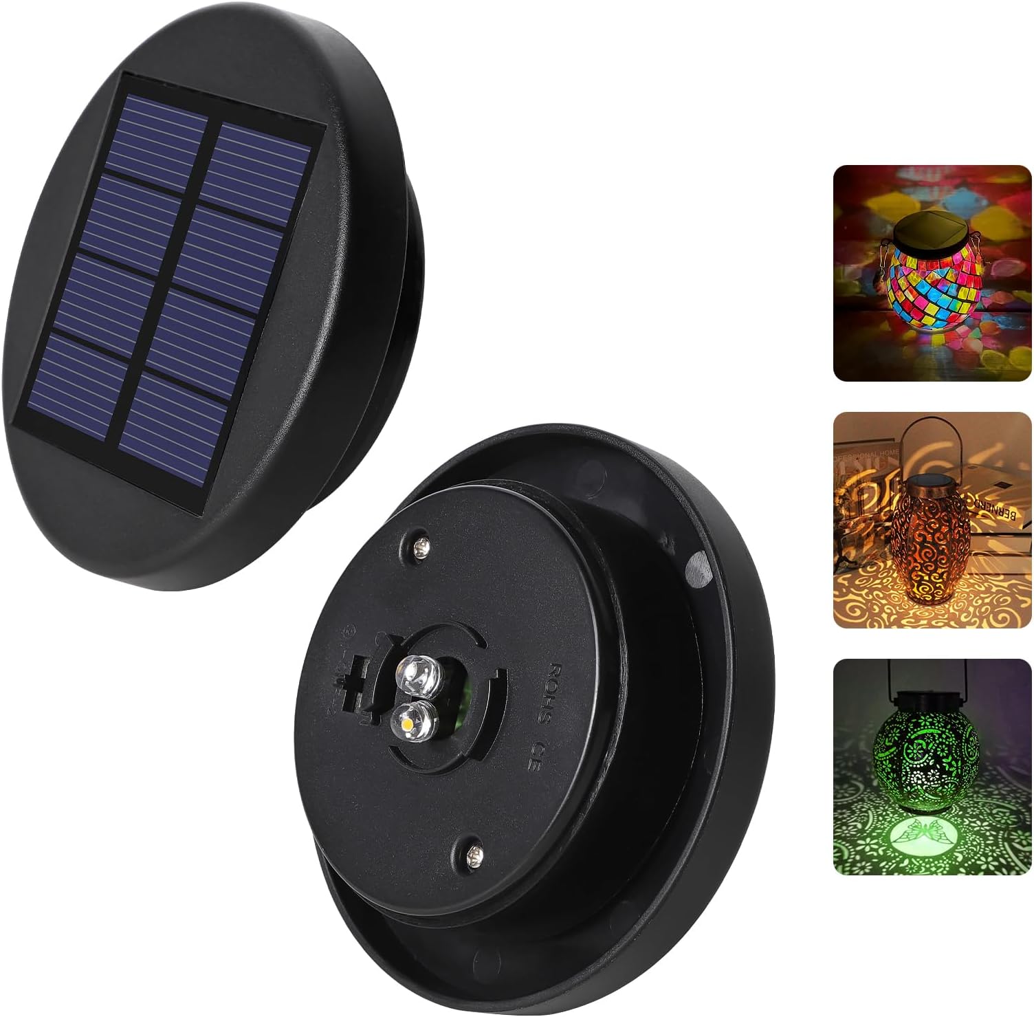 Solar Lights Replacement Top Panel Lantern: Warm White and RGB 2 Light ...