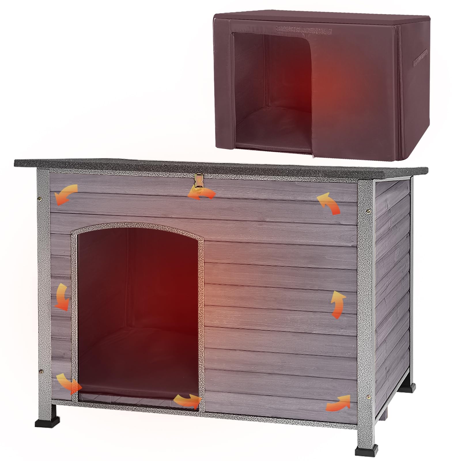 X-ZONE PET Insulated Dog House, Weatherproof Dog Kennel with Insulated ...