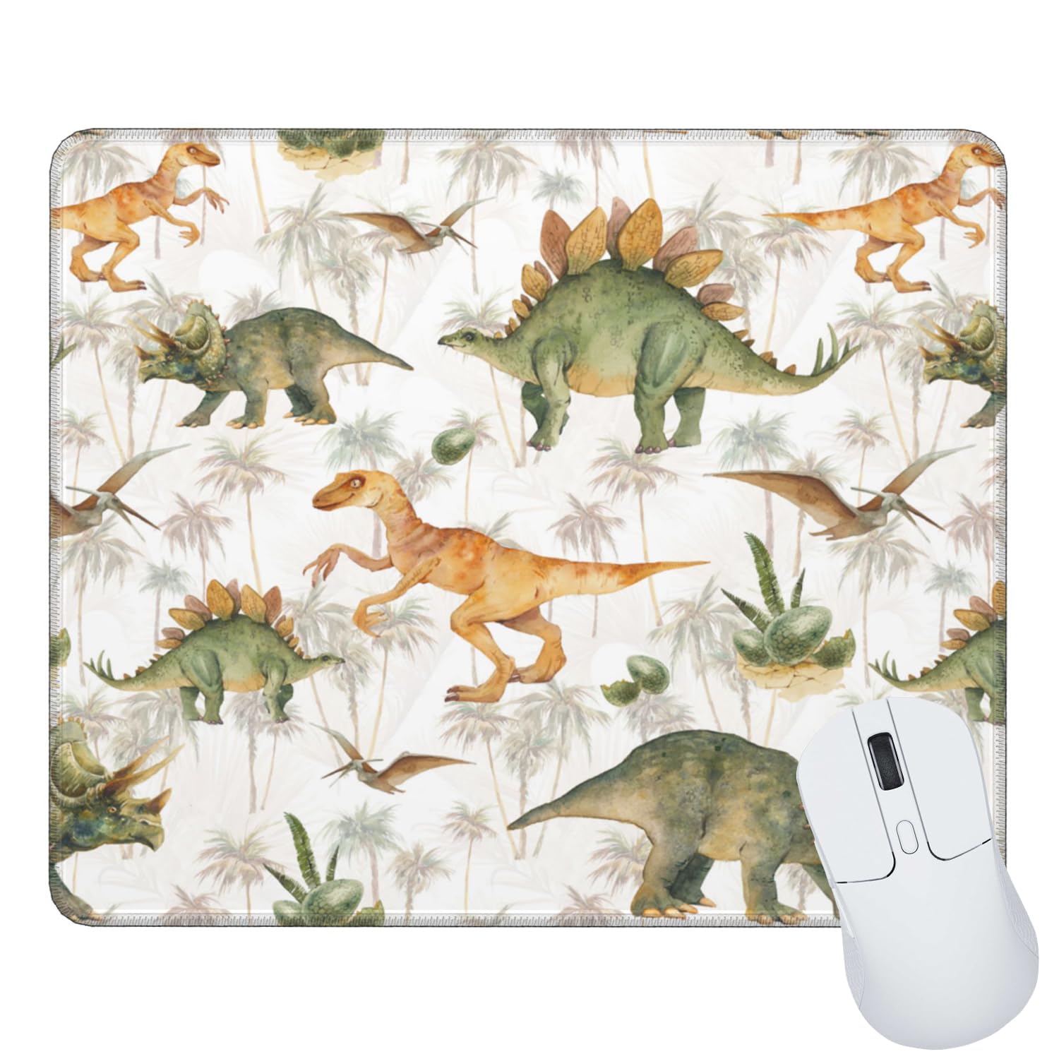 Amazon.com: Watercolor Dinosaurs Mouse Pad, Dinosaur and Palm Trees ...