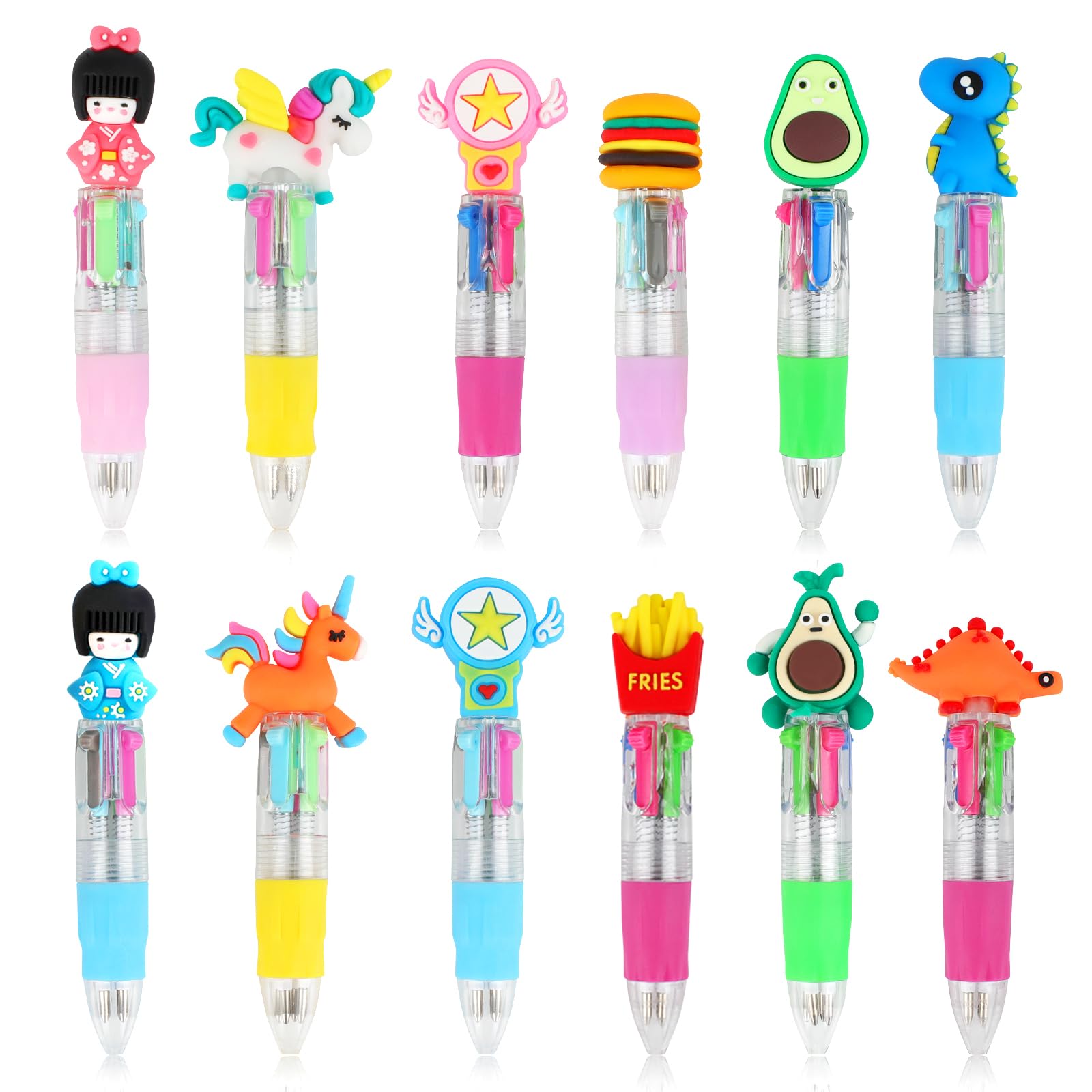 ZCOINS 12PCS Mini 4-in-1 Multicolored Retractable Ballpoint Pens for ...