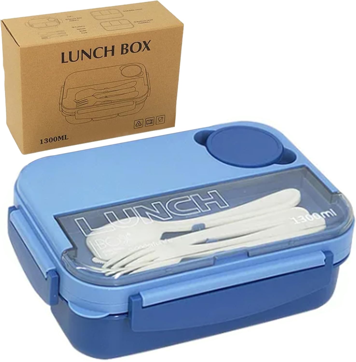 BIPZON Lunch Box - 1300ML Bento Box, 4-in-1 Food Container with Compartments - Stackable Meal ...