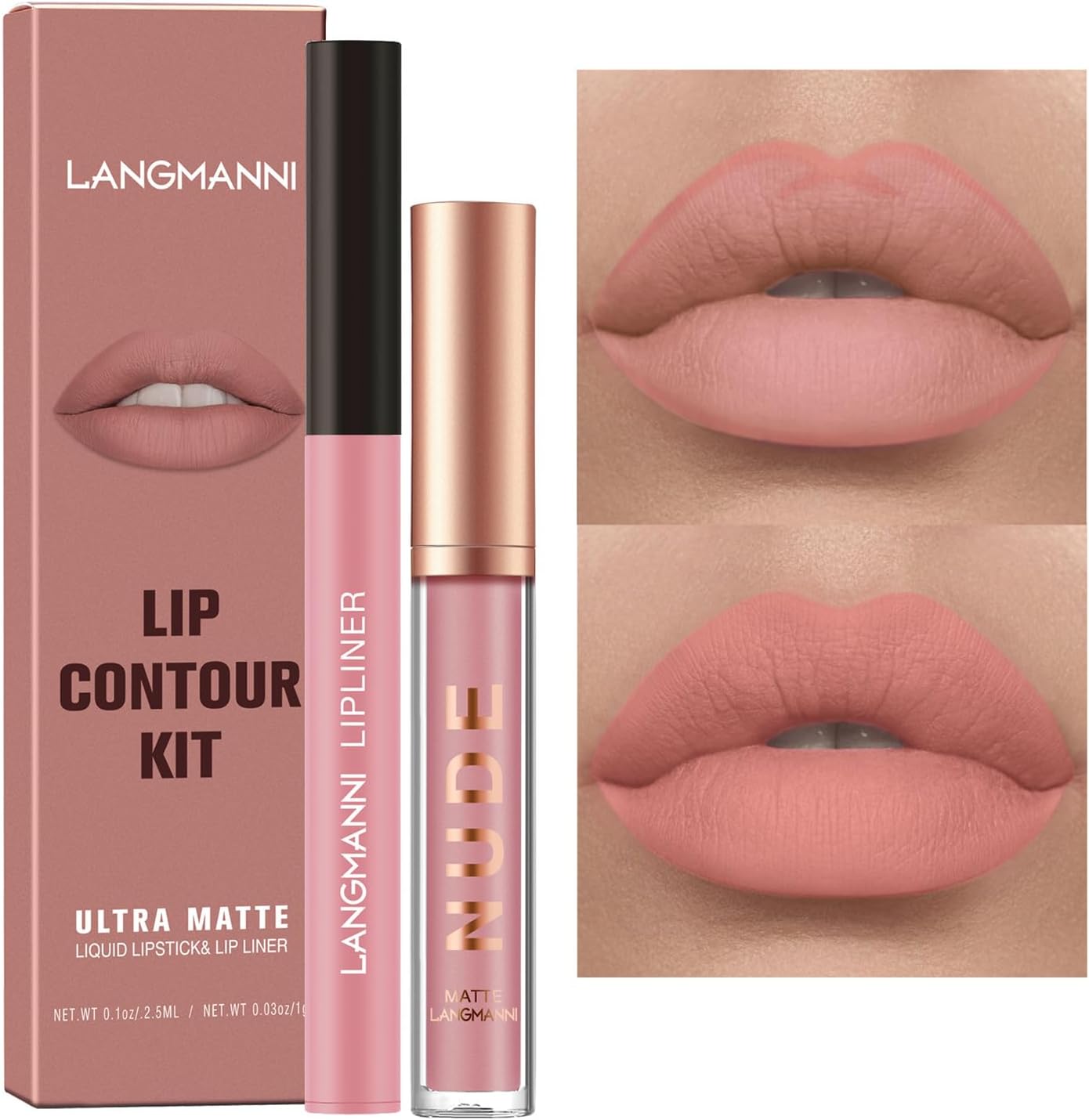 Lip Liner and Lipstick Set - Nude Lipstick - Non-Sticky Long Lasting ...