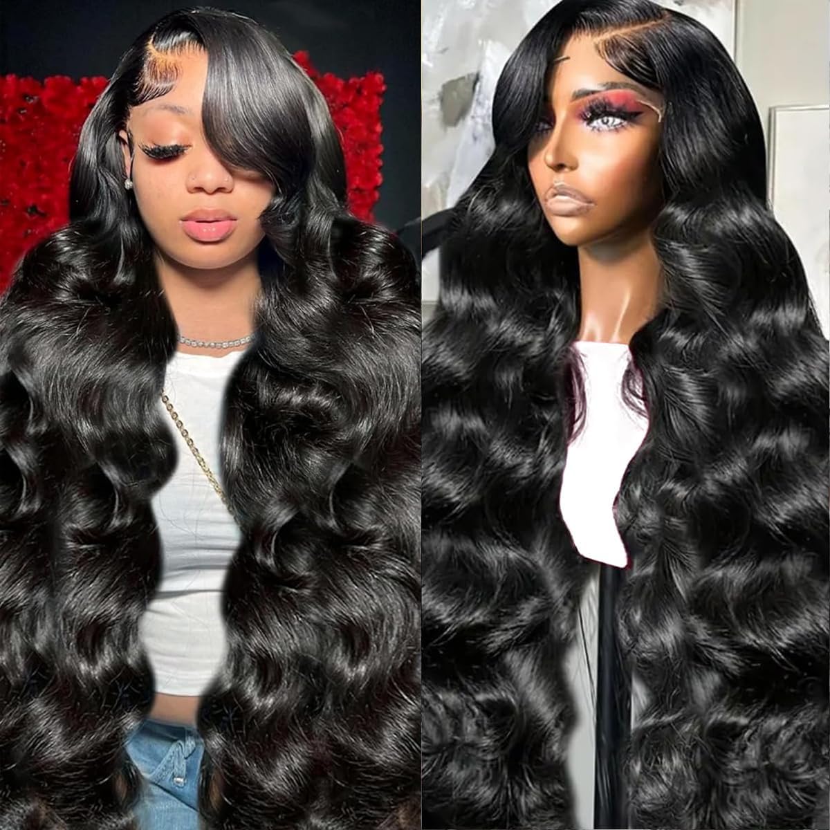 Amazon.com : 13x4 HD Transparent Human Hair Wigs 10A Grade 180 Density ...