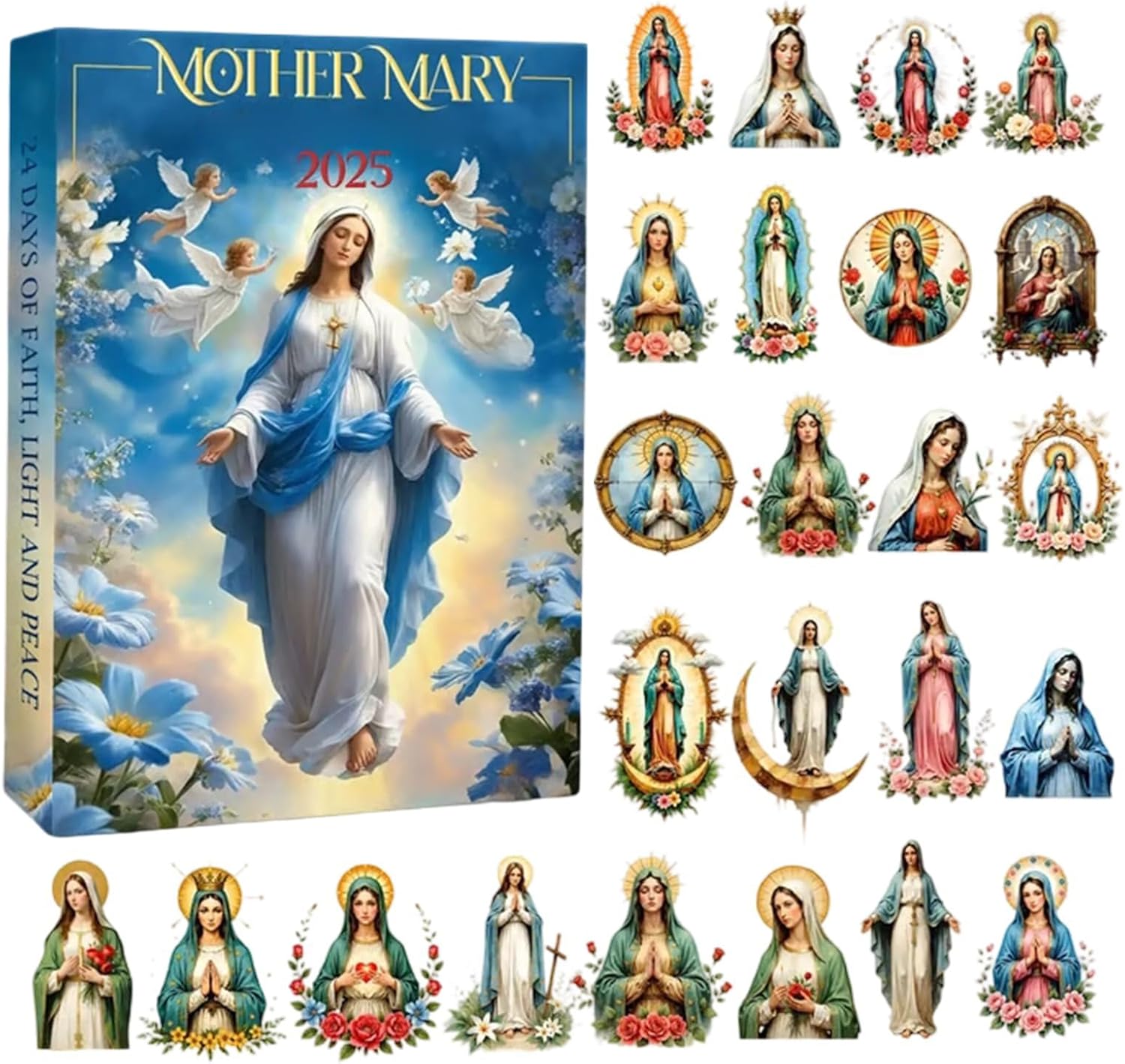 Mother Mary Advent Calendars 2025, 24 Days Virgin Mary Statue Christmas ...