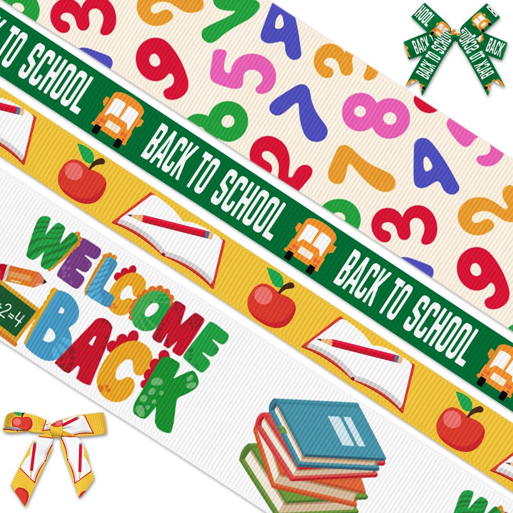 Amazon.com: 4 Rolls 20 Yards Back to School Ribbons, First Day of ...